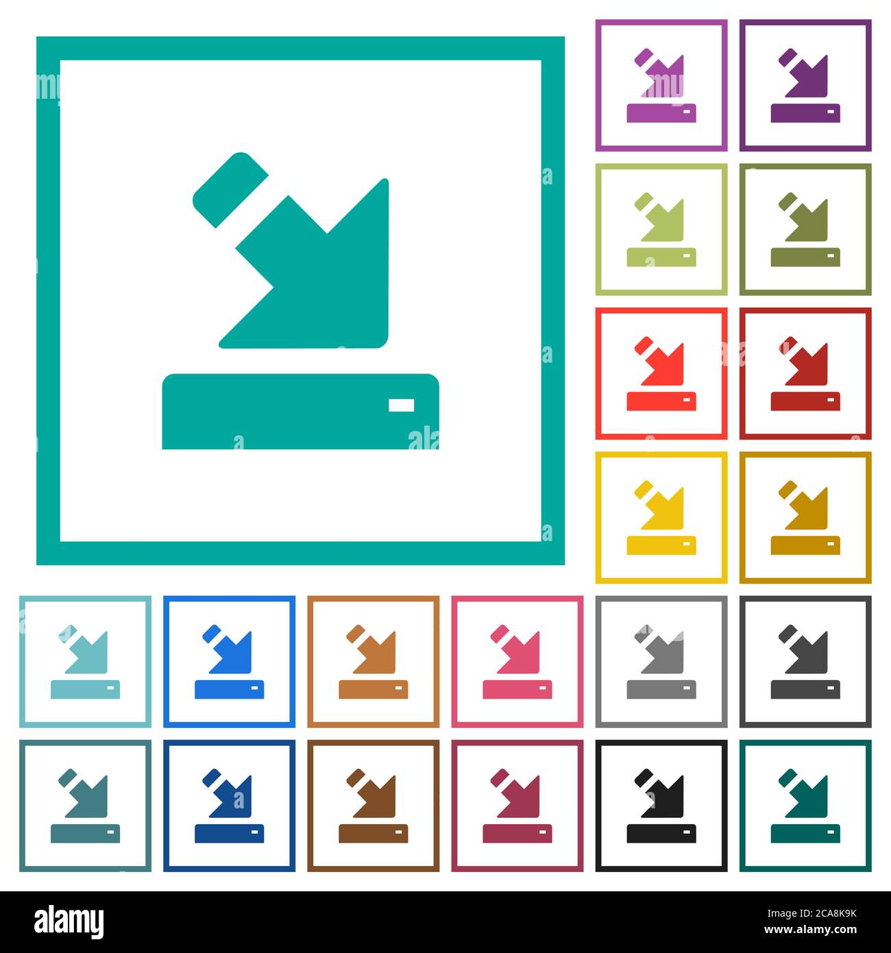 Import to device flat color icons with quadrant frames on white ...