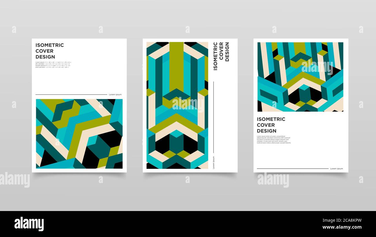 Abstract Isometric Shapes Cover Design. Colorful design illustration ...