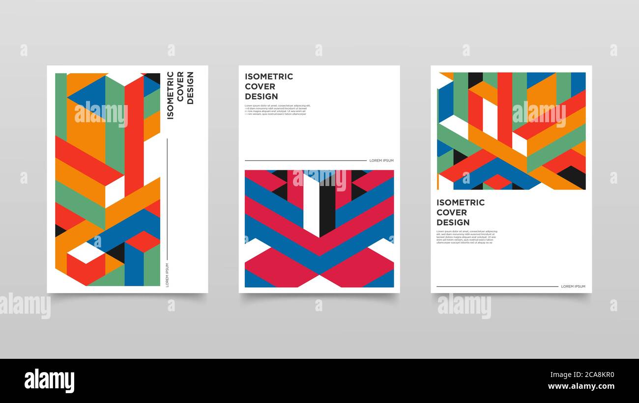 Abstract Isometric Shapes Cover Design. Colorful design illustration ...