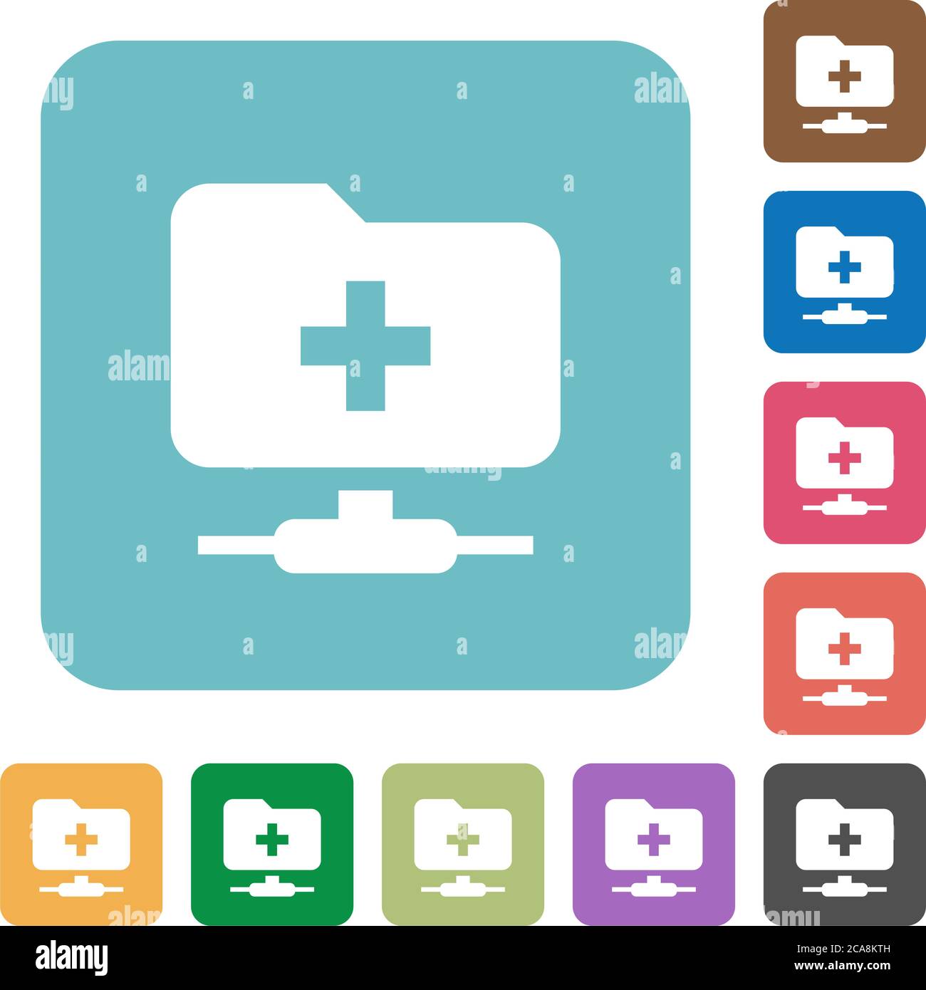 FTP create folder white flat icons on color rounded square backgrounds ...