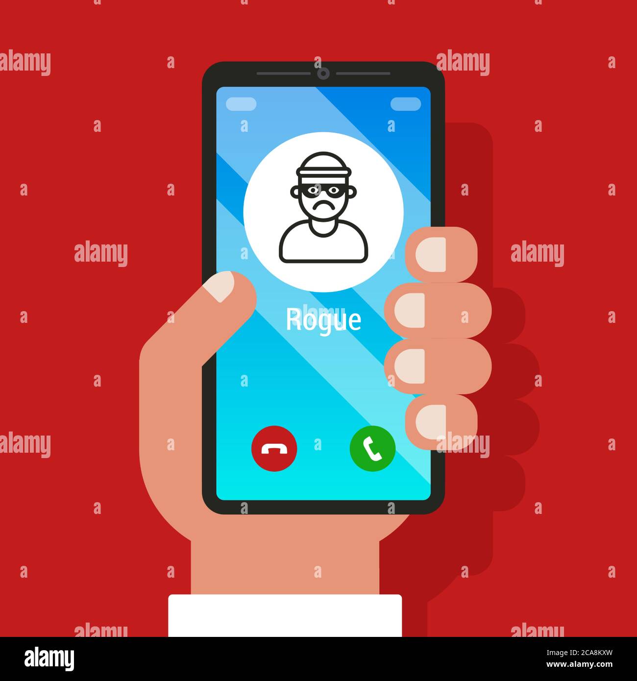 a scam call on a smartphone. cheating on the phone. flat vector ...