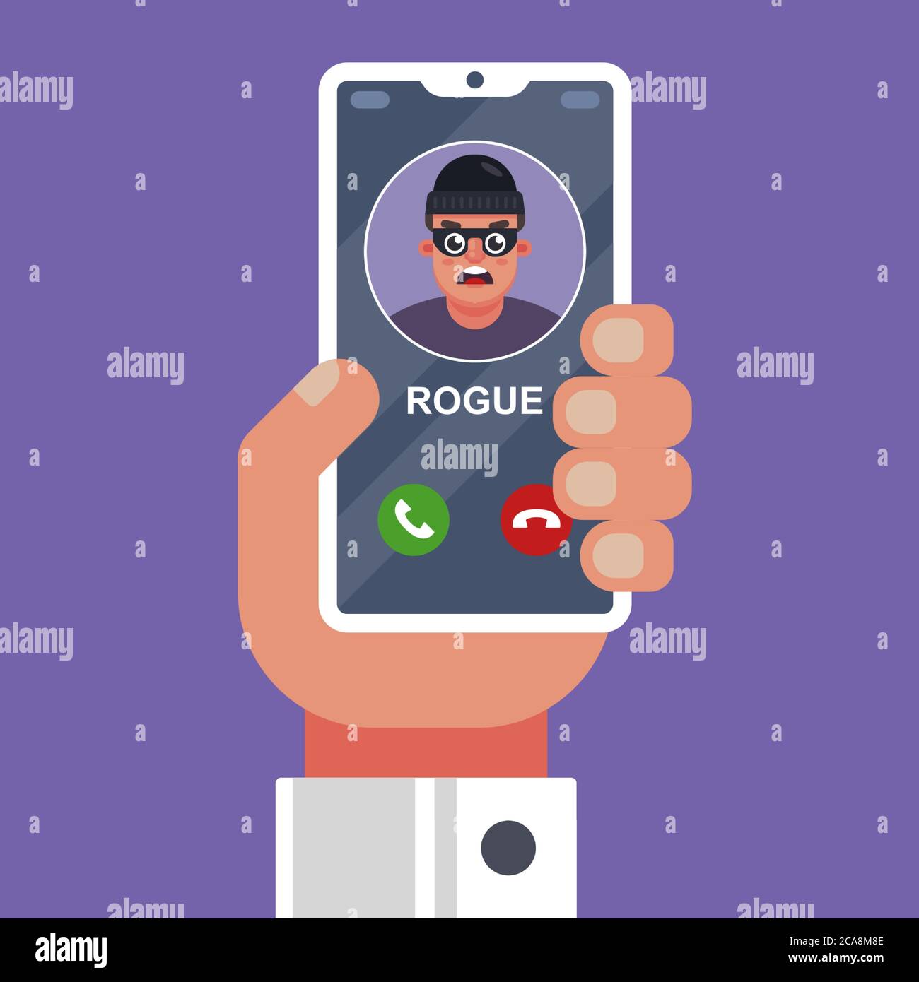 telephone fraud. a criminal call on a cell phone. flat vector ...