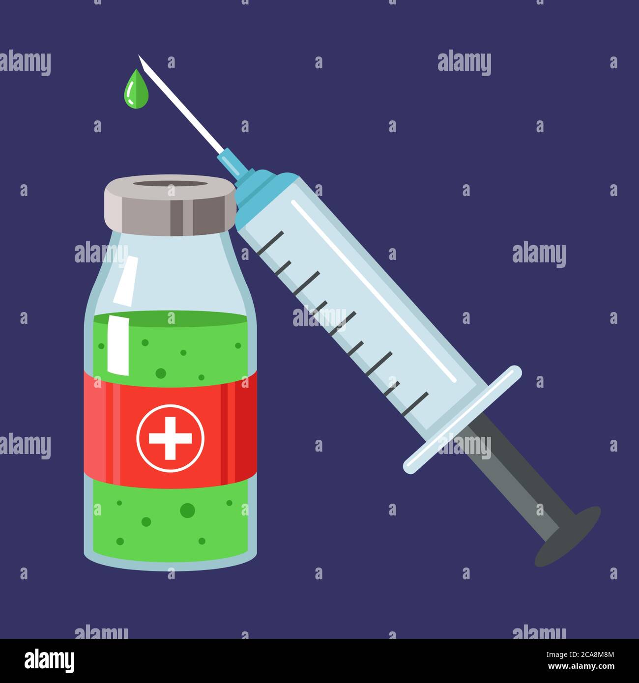 vaccine and syringe. give a flu shot. flat vector illustration Stock ...