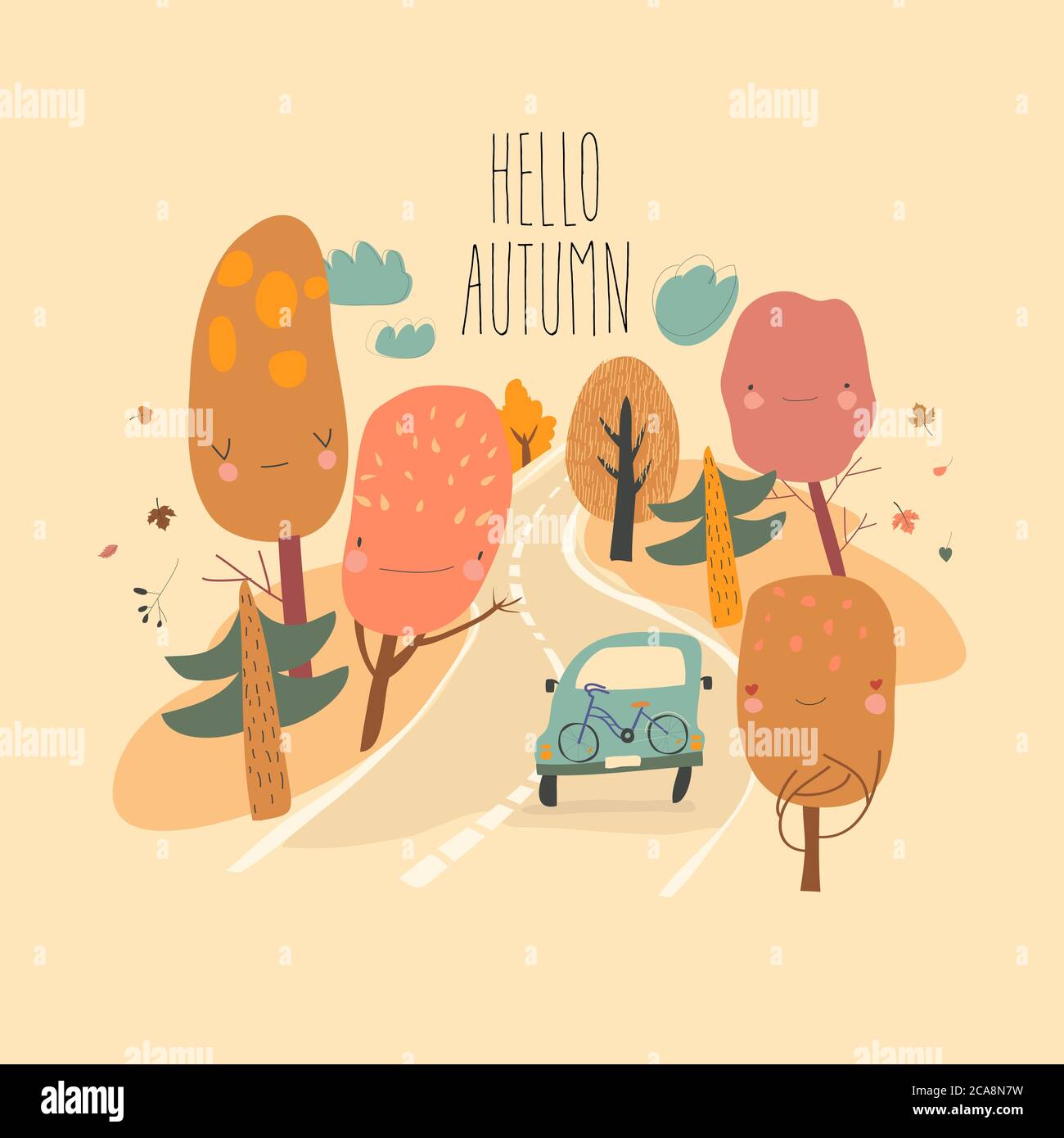 Rural road on autumn Stock Vector Images - Alamy