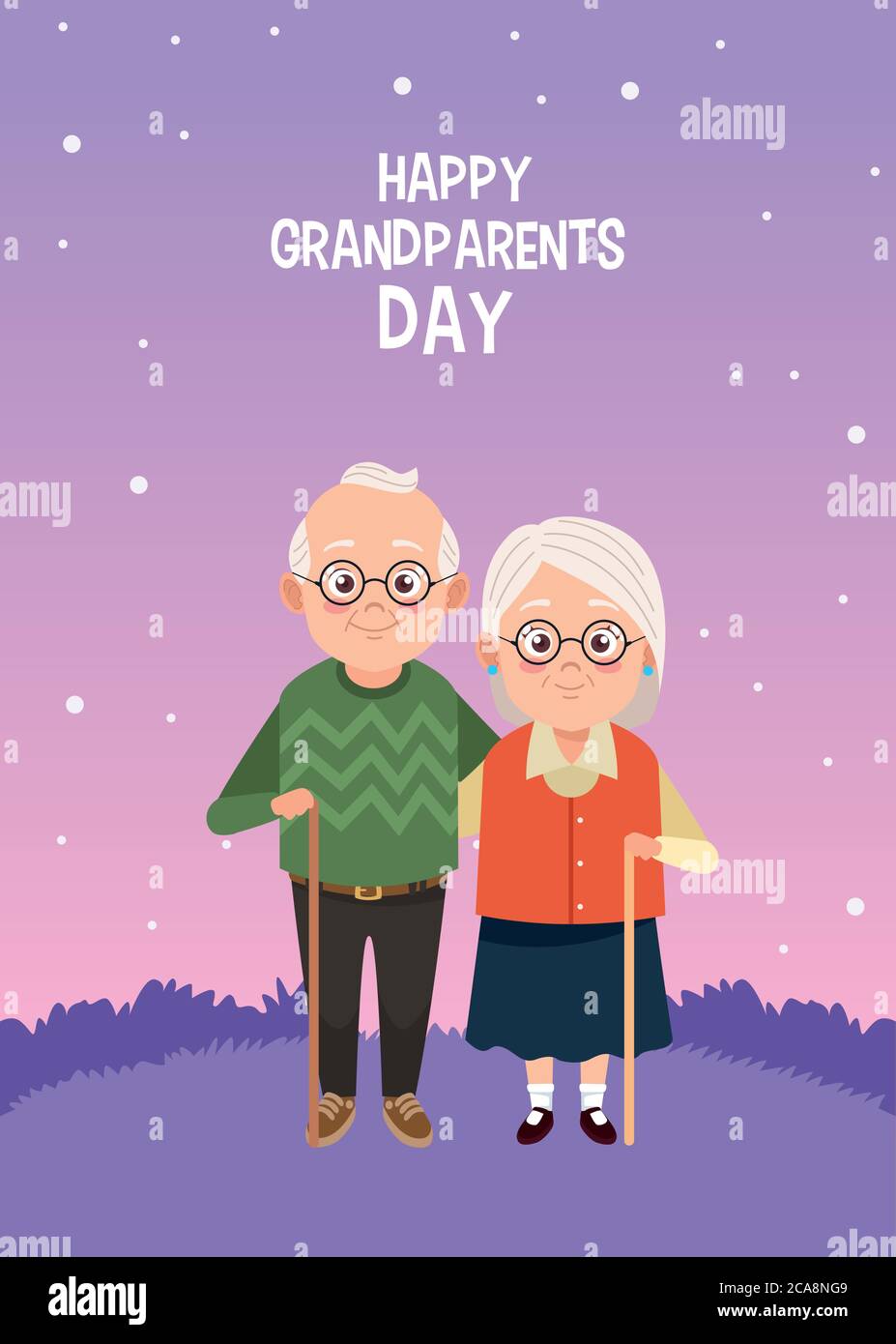 happy grandparents day card with old couple in camp vector illustration ...
