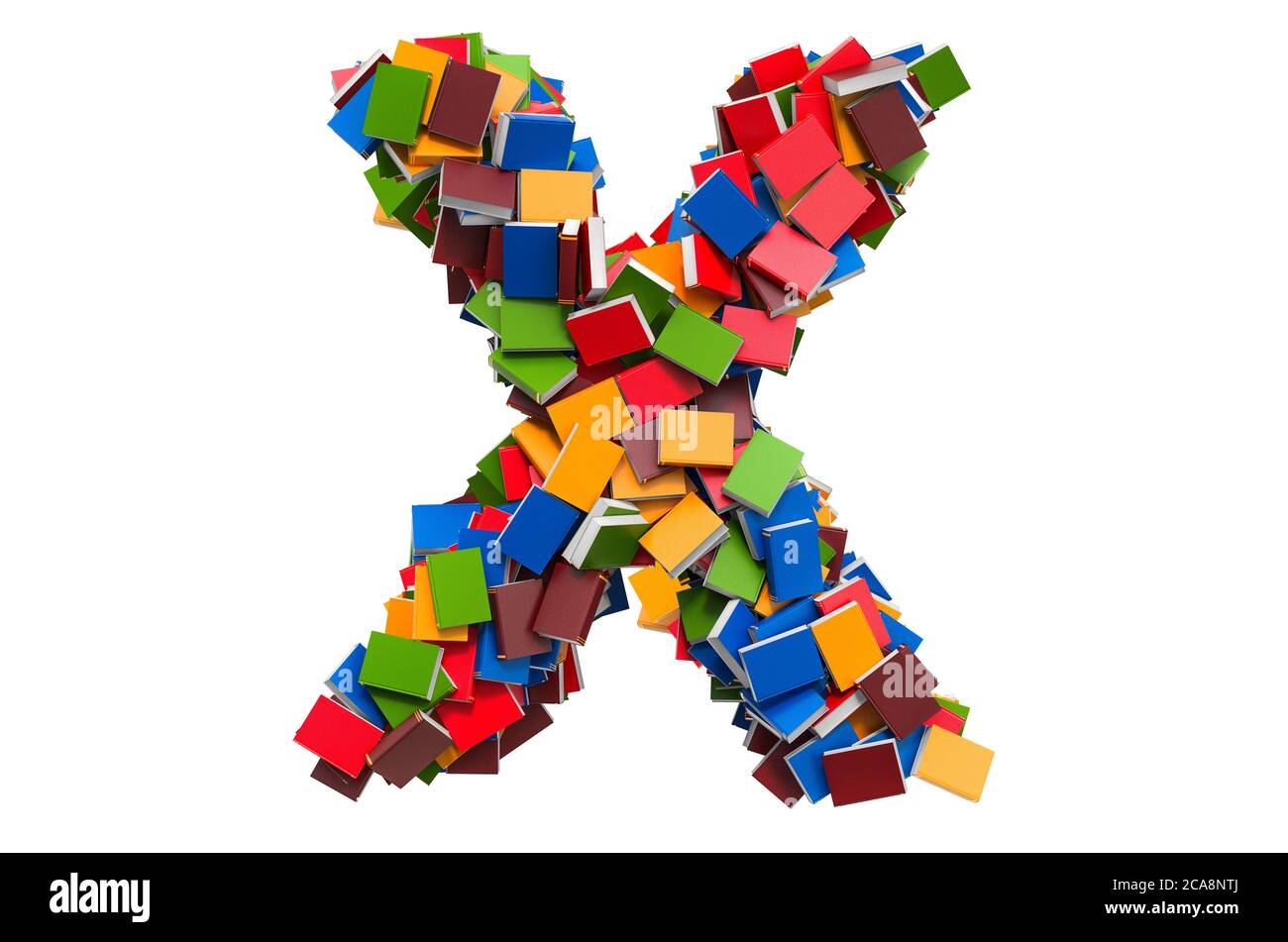 Letter X from colored books. 3D rendering isolated on white background ...