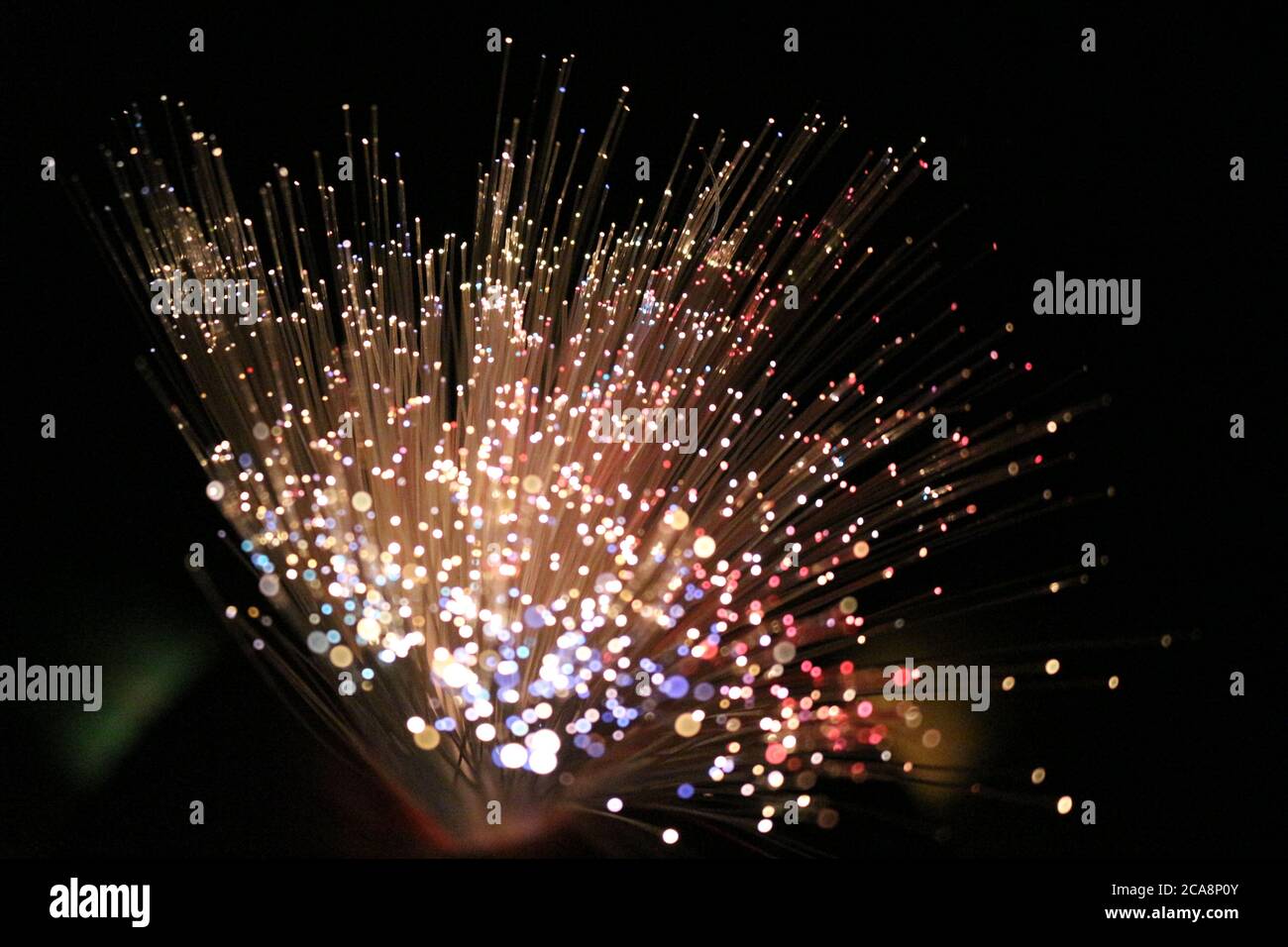The fiber optic lamp produces suggestive lighting effects Stock Photo ...