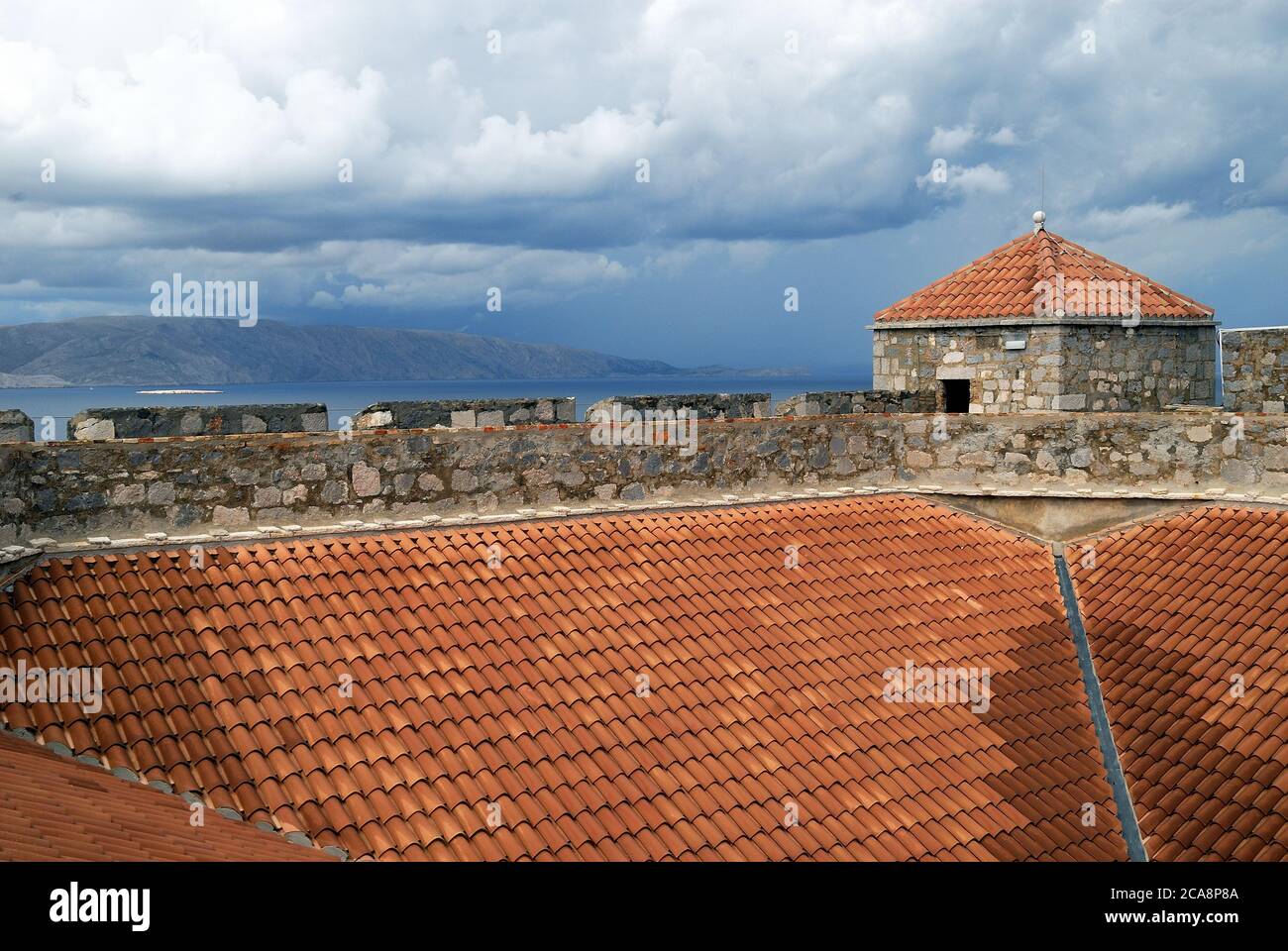 Croatia, Dalmatian coast, Senj. Panorama from the battlements of the ...