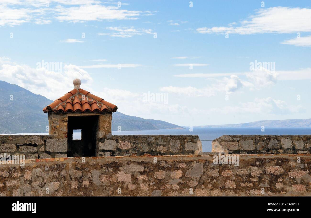 Croatia, Dalmatian coast, Senj. Panorama from the battlements of the ...