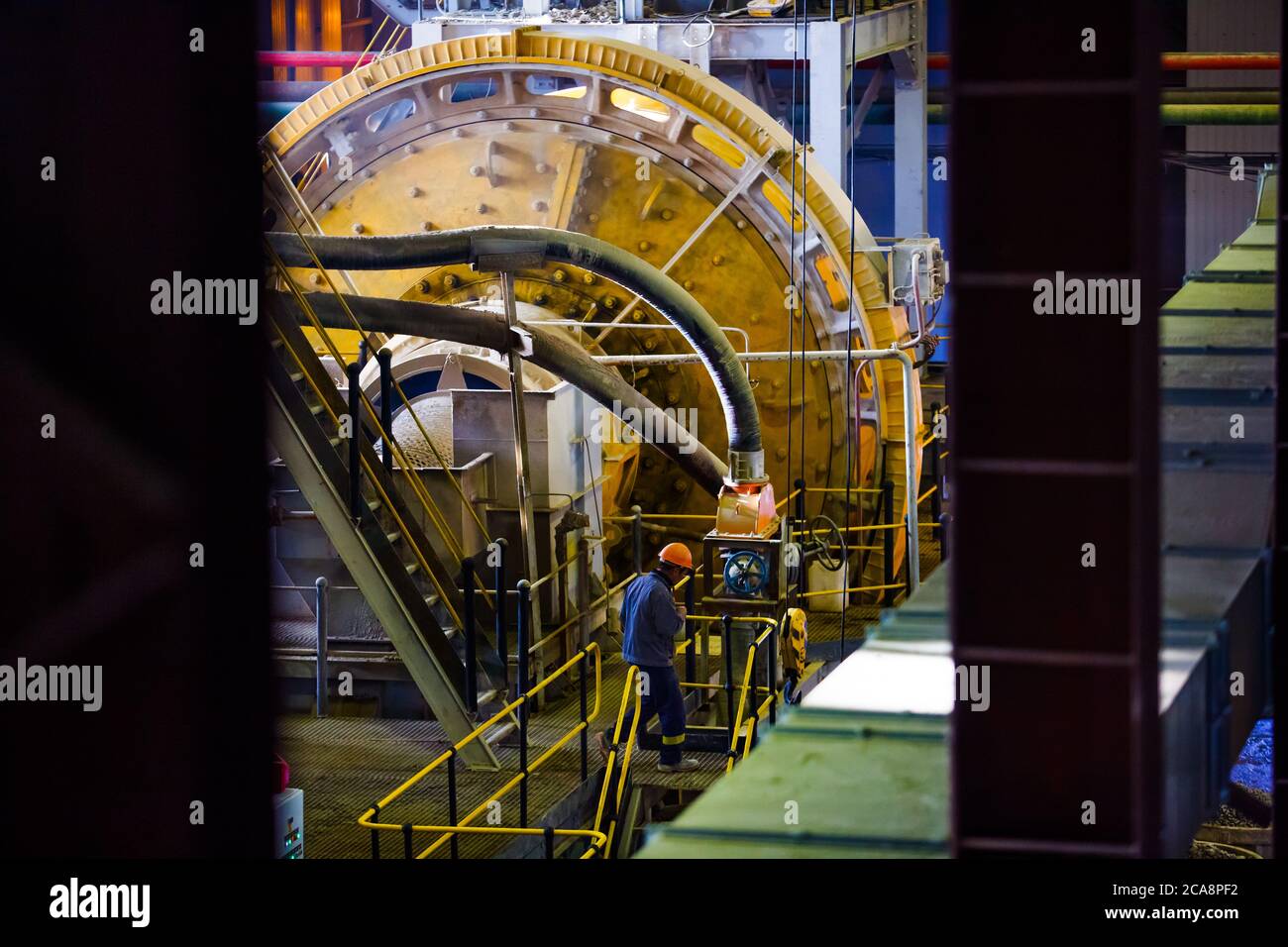 Akbakay/Kazakhstan: Ore dressing mill (factory ball mill) in factory ...