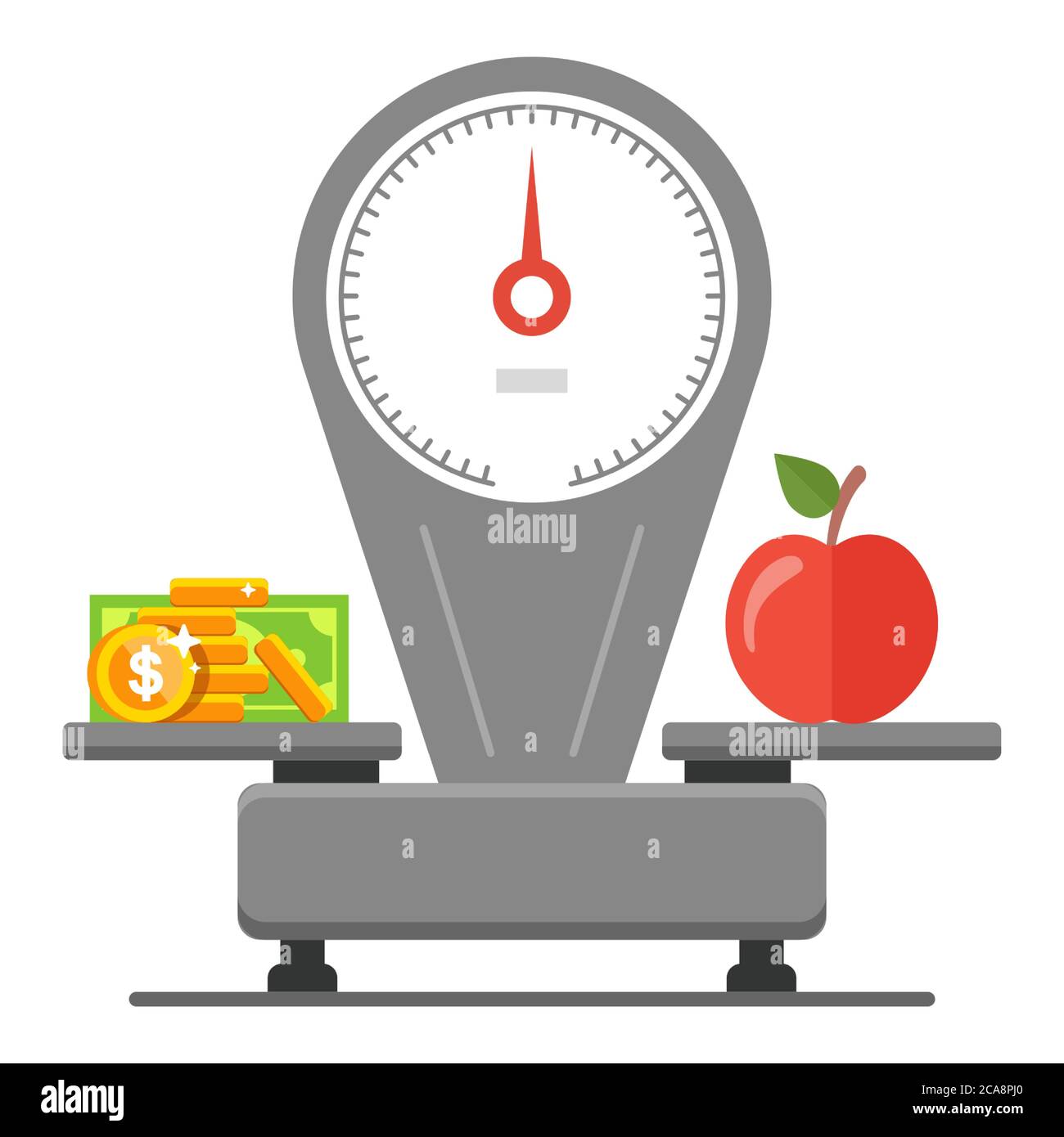 spending money on groceries. balance of price and food. flat vector ...