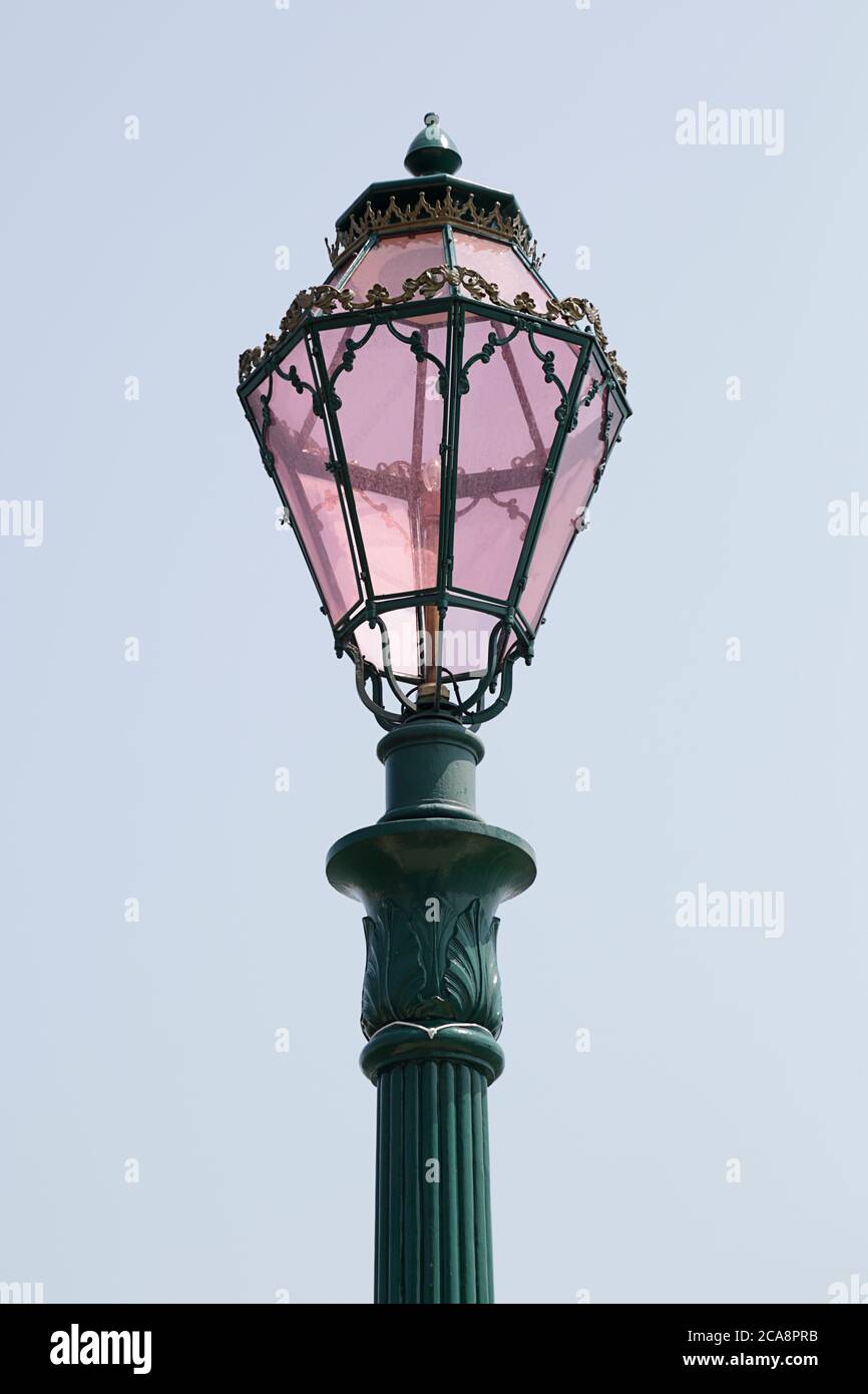 Detail of one beautiful pink street light in Venice, Italy Stock Photo ...