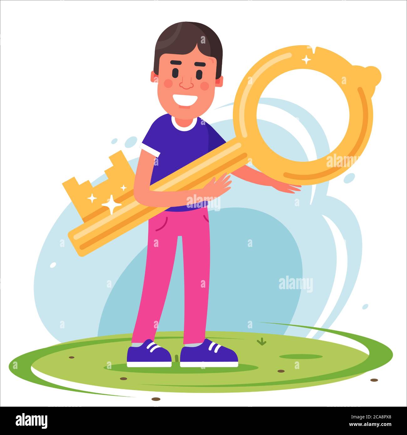 the man received the key to the apartment. rent a house. Flat character ...