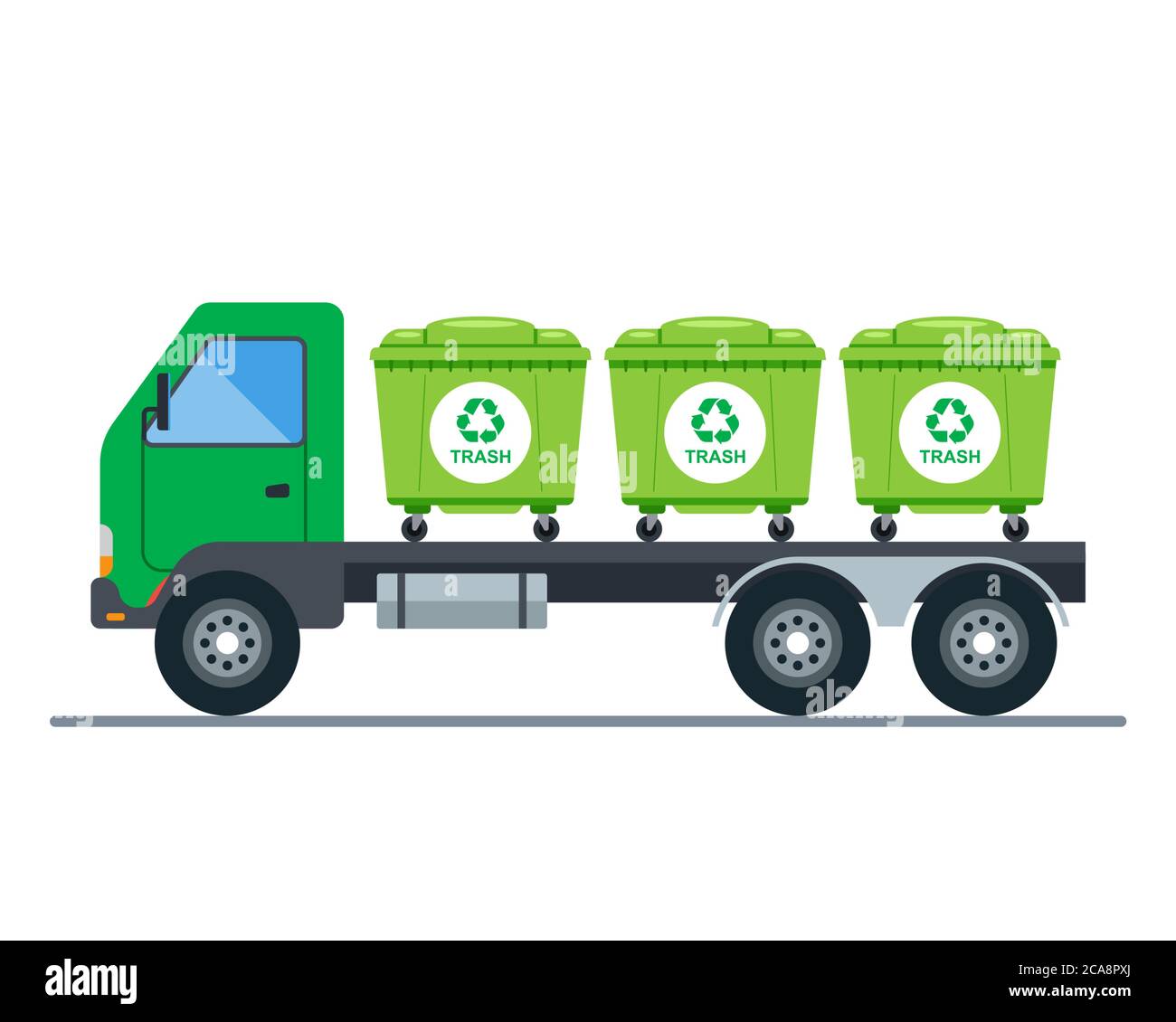 truck transportation of garbage bins. flat vector illustration Stock ...