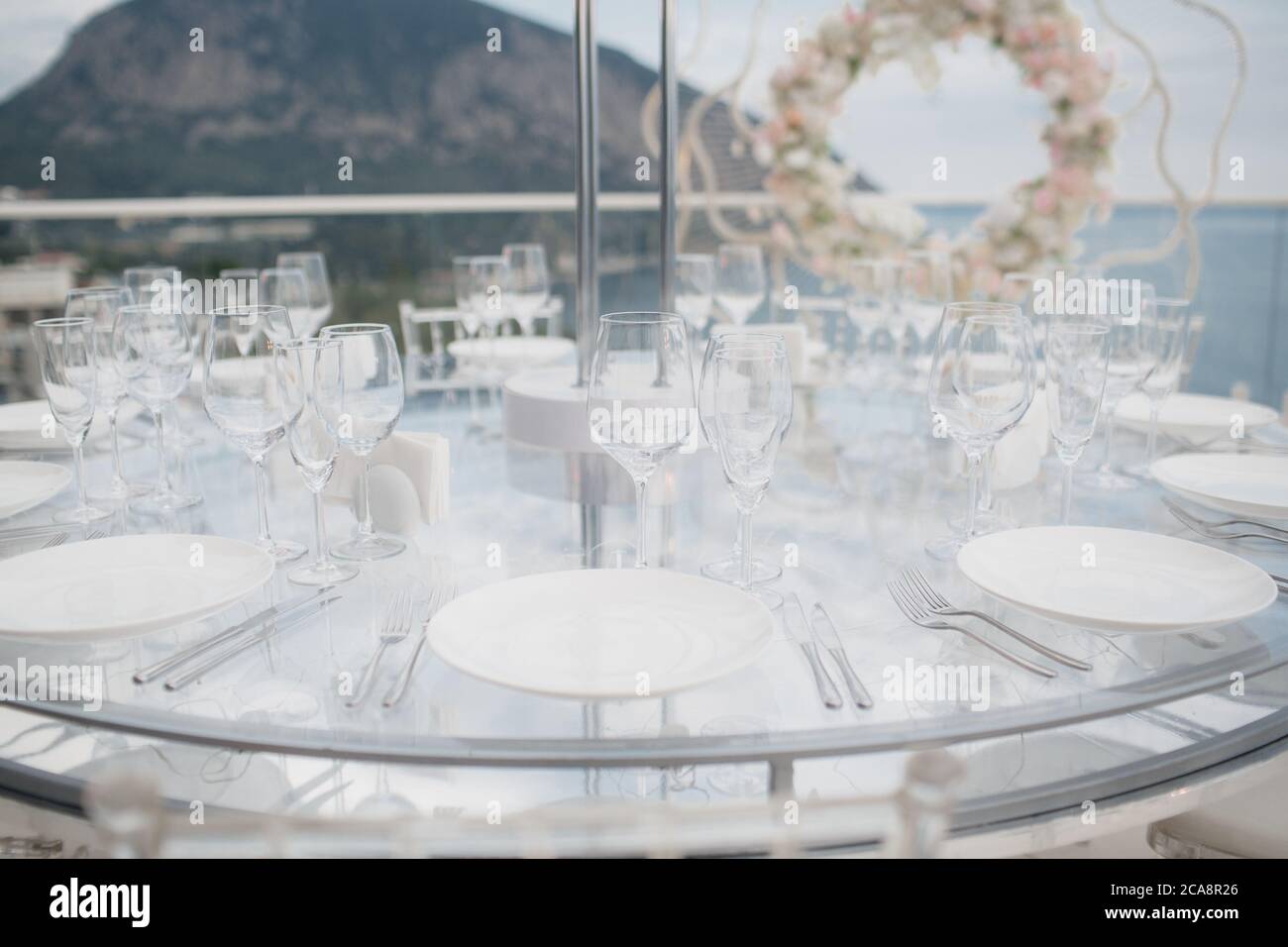 Beautiful decorations on wedding celebration ceremony outdoors. nature ...