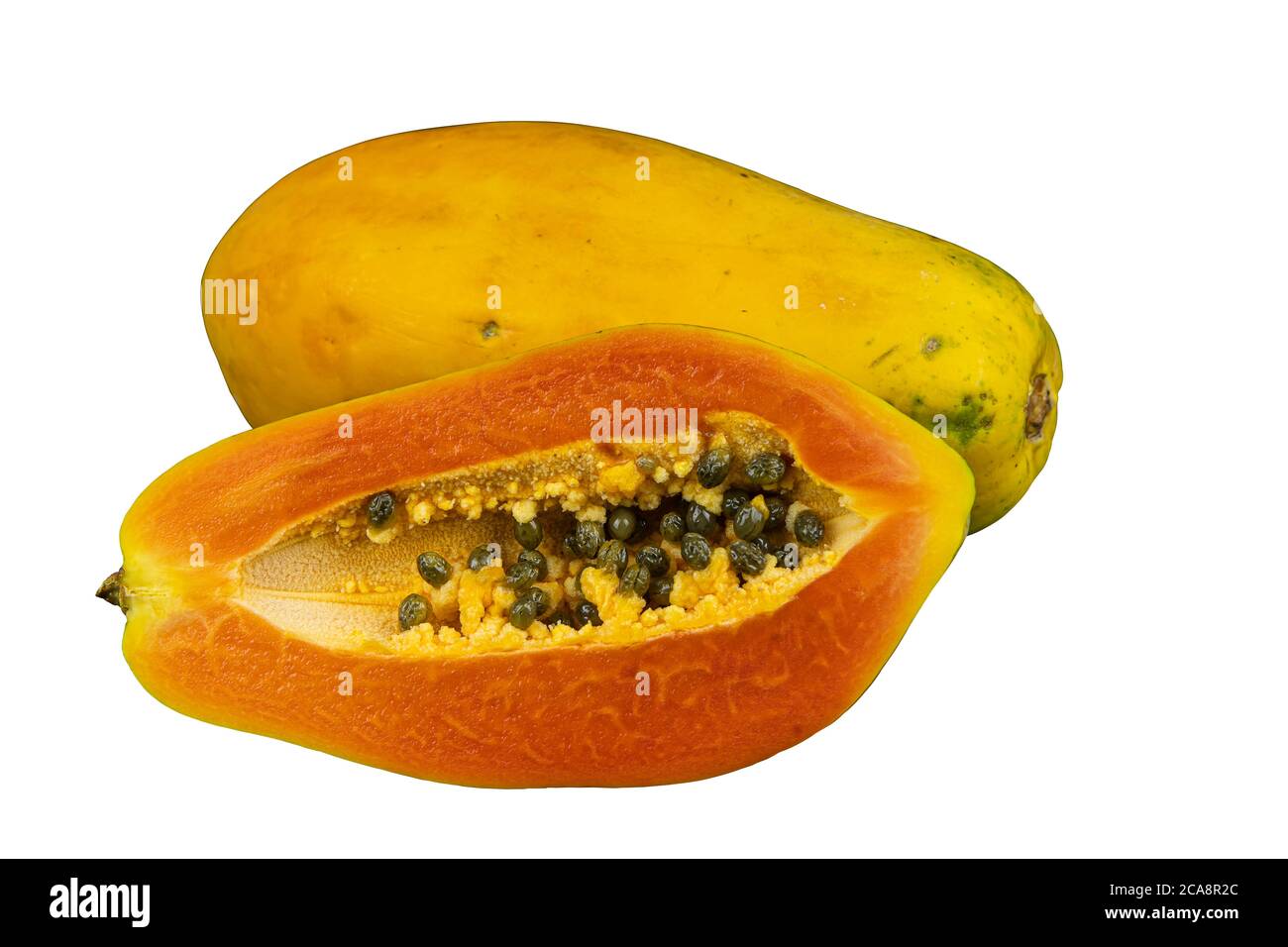 Close up papaya slice isolate on white background Stock Photo - Alamy