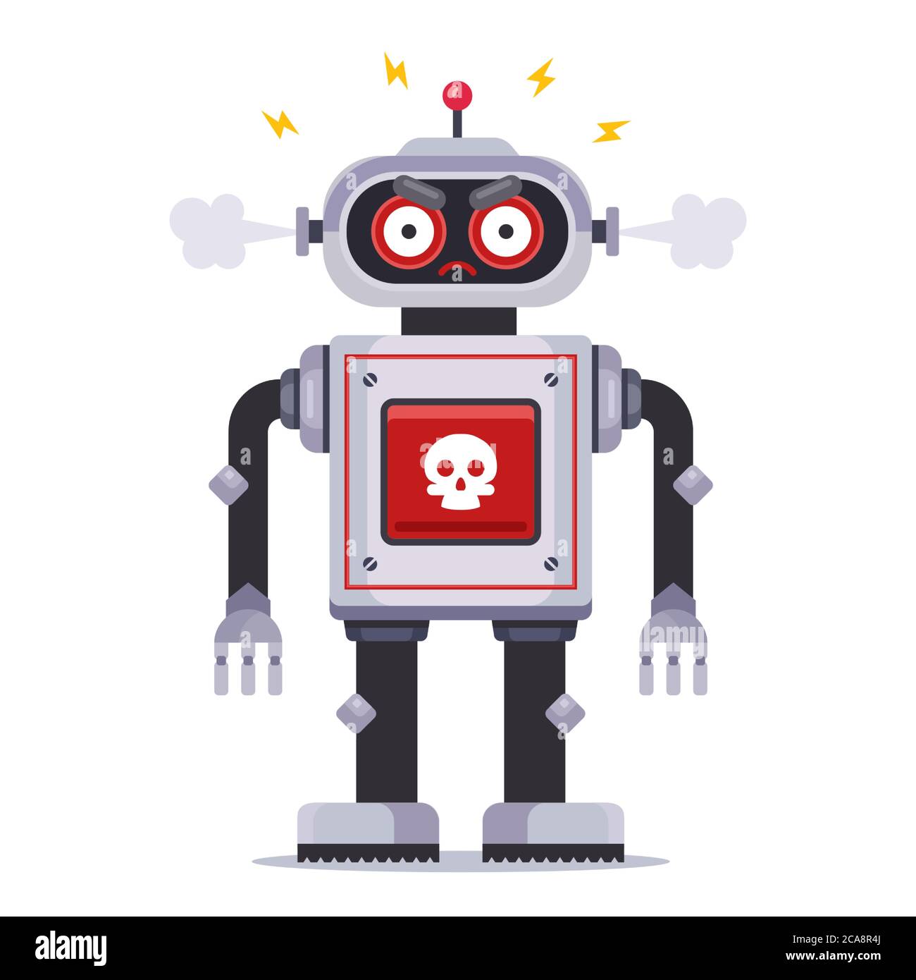 angry killer robot on a white background. Flat character vector ...