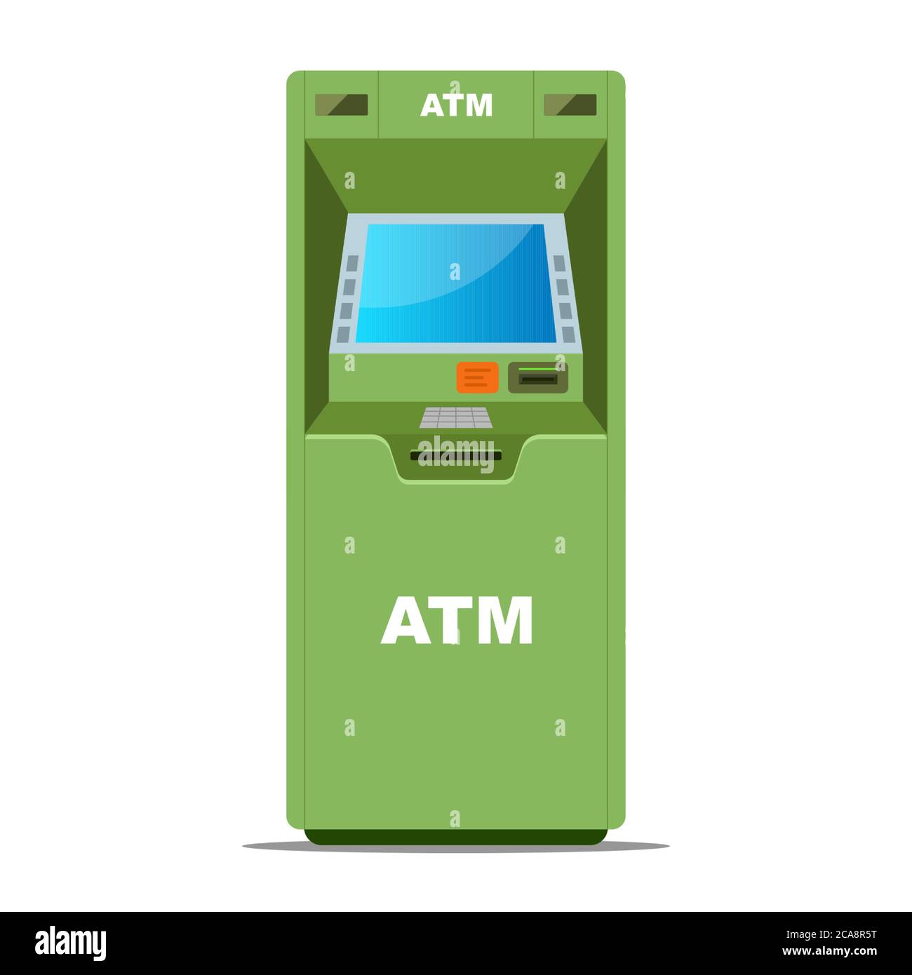 green ATM for withdrawing money on a white background. flat vector ...