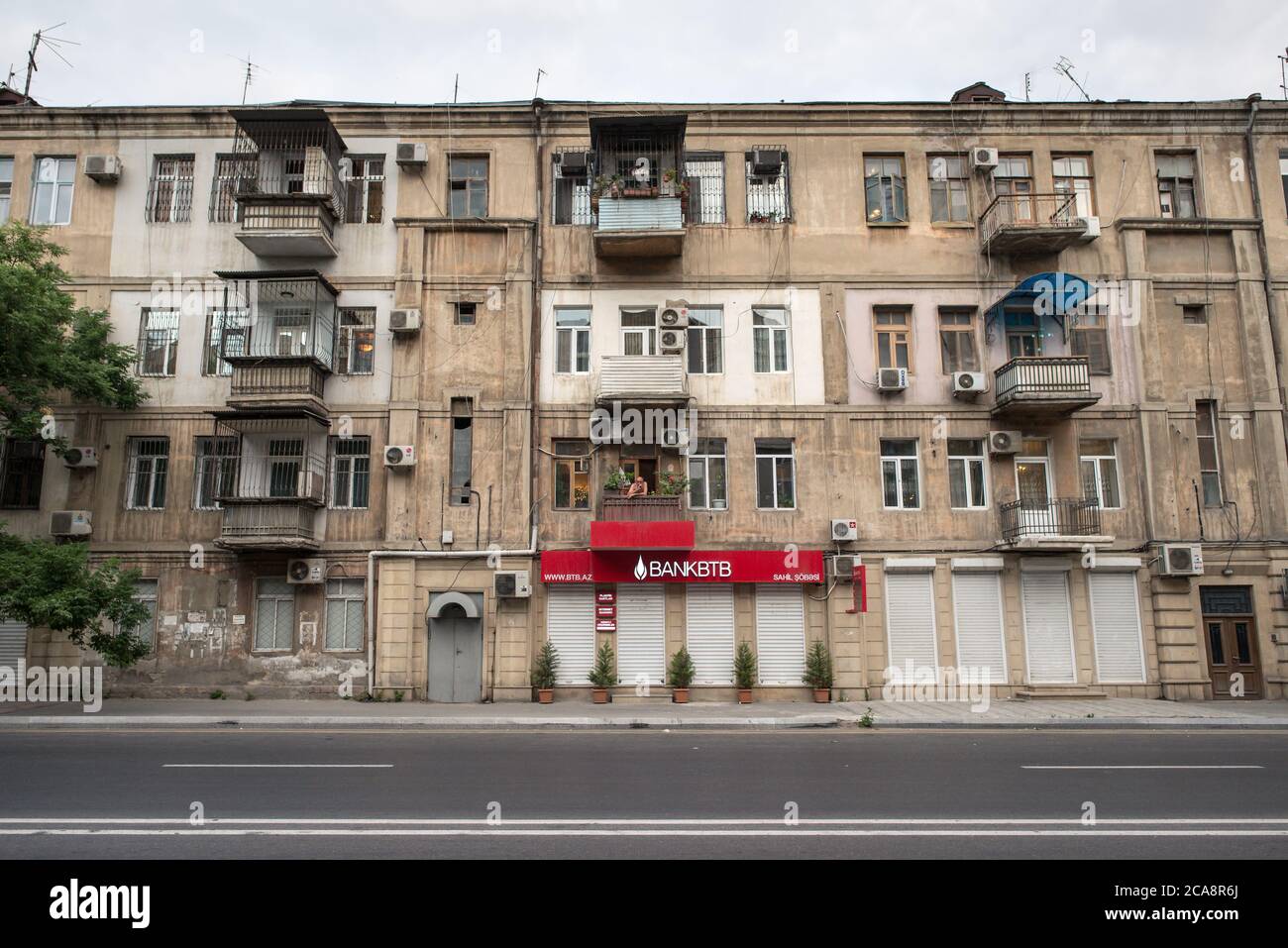 Baku / Azerbaijan - June 7, 2019: Soviet old apartment building in the ...