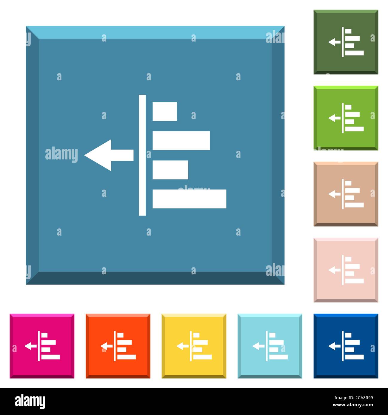 Decrease left indentation of content white icons on edged square buttons in various trendy ...