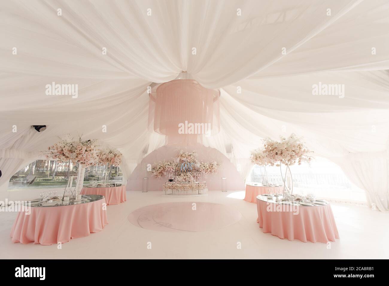 Beautiful decorations on wedding celebration ceremony outdoors. nature ...