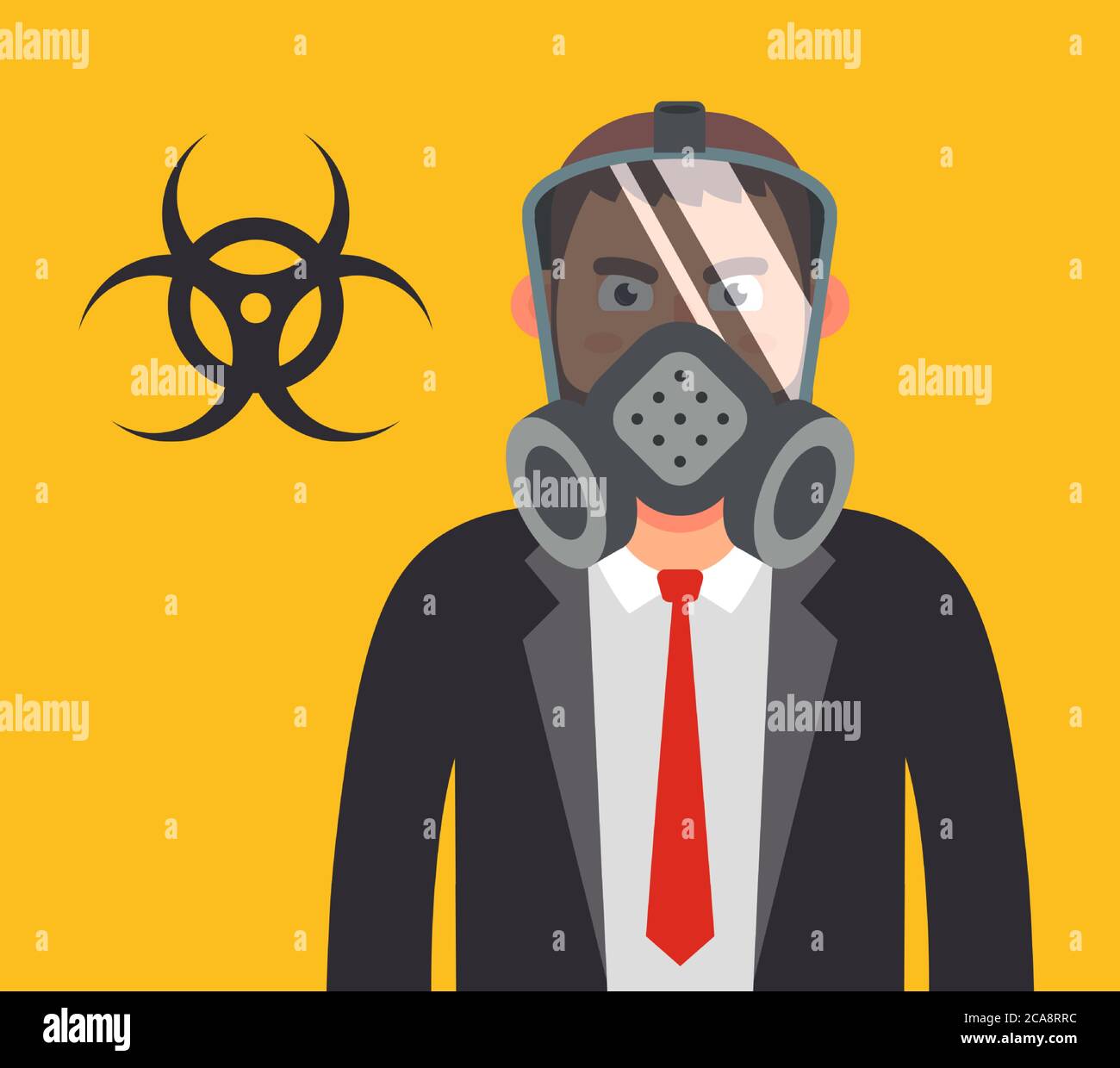 manager in a gas mask. protecting your health from biological weapons ...