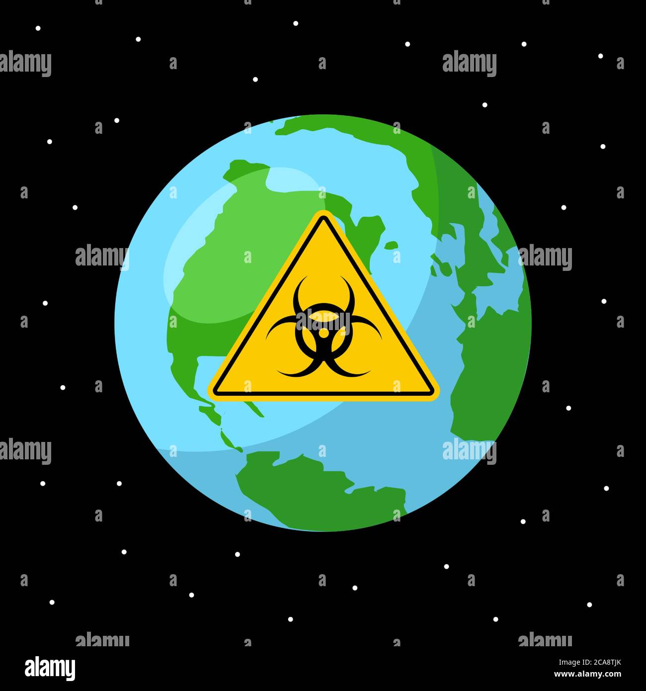 biological disaster on planet earth. global infection flat icon ...