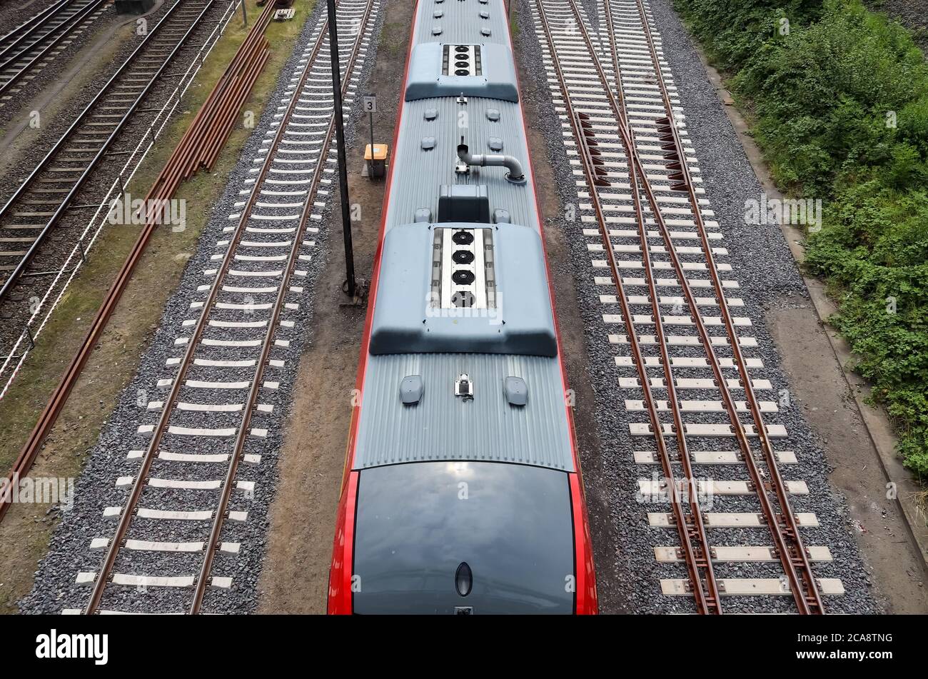 Multiple railroad tracks with junctions at a railway station in a ...
