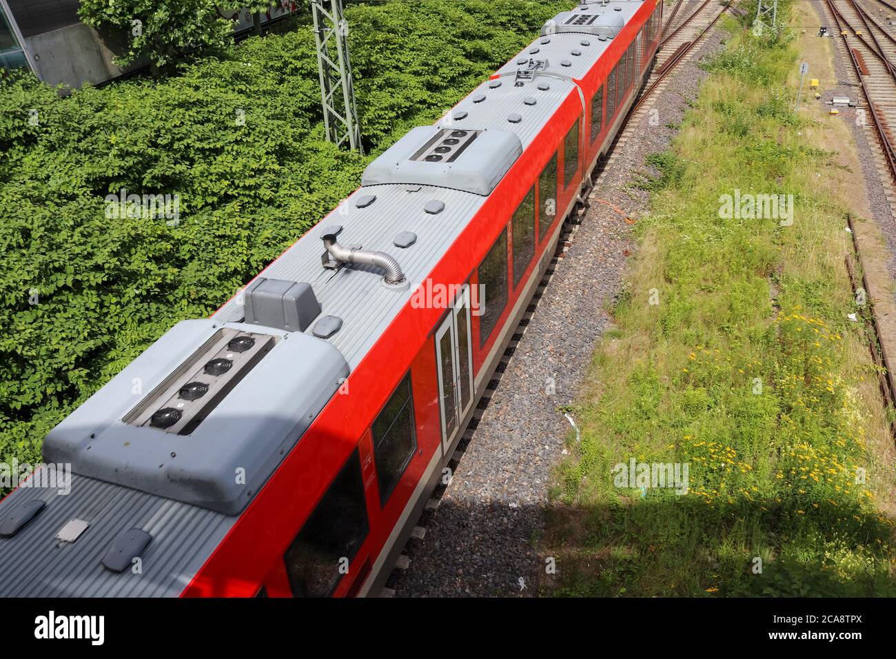 Multiple railroad tracks with junctions at a railway station in a ...