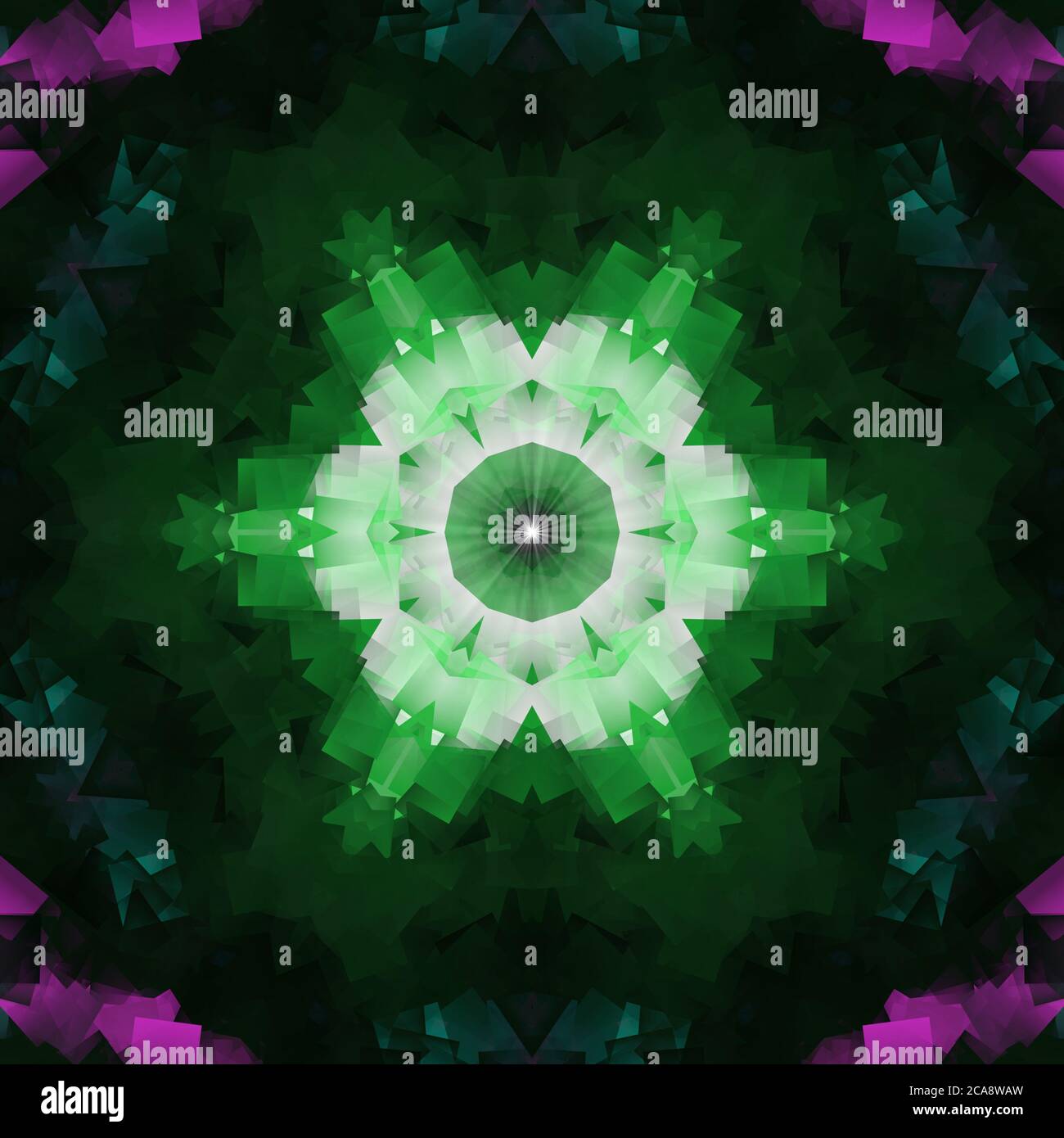 Flower kaleidoscope pattern abstract background. Green bright flower art abstract fractal ...