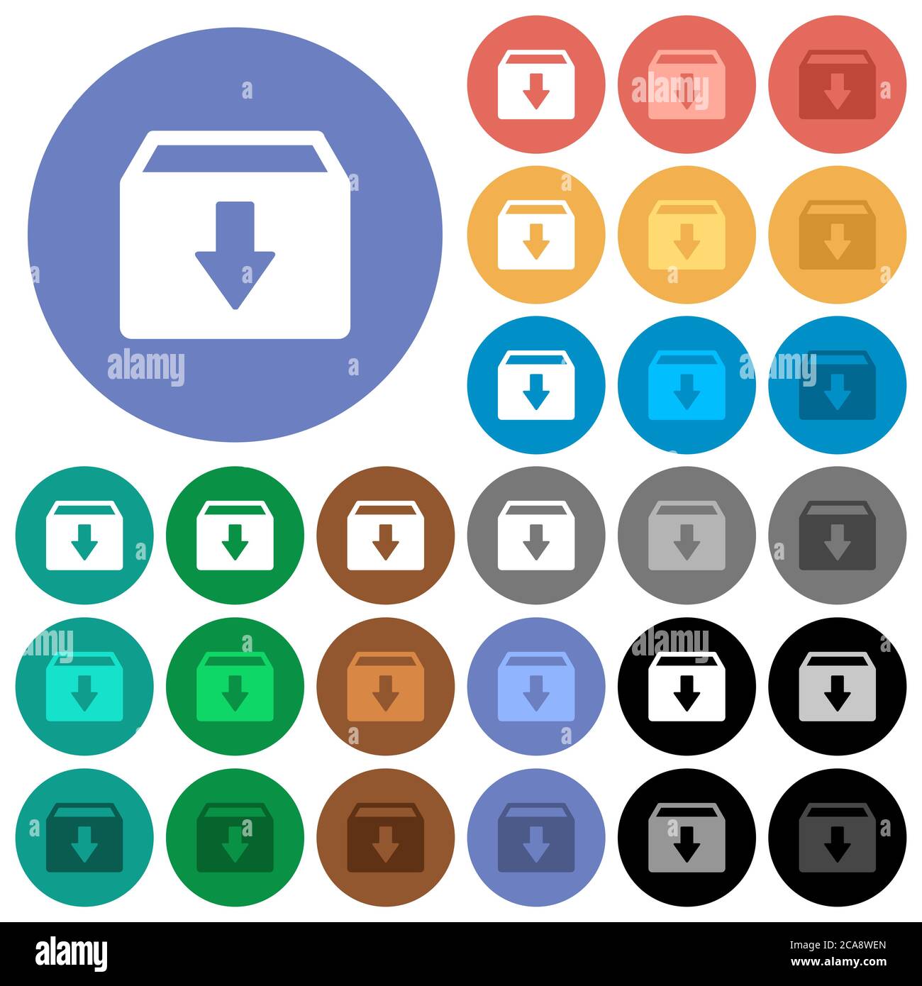 Archive multi colored flat icons on round backgrounds. Included white ...