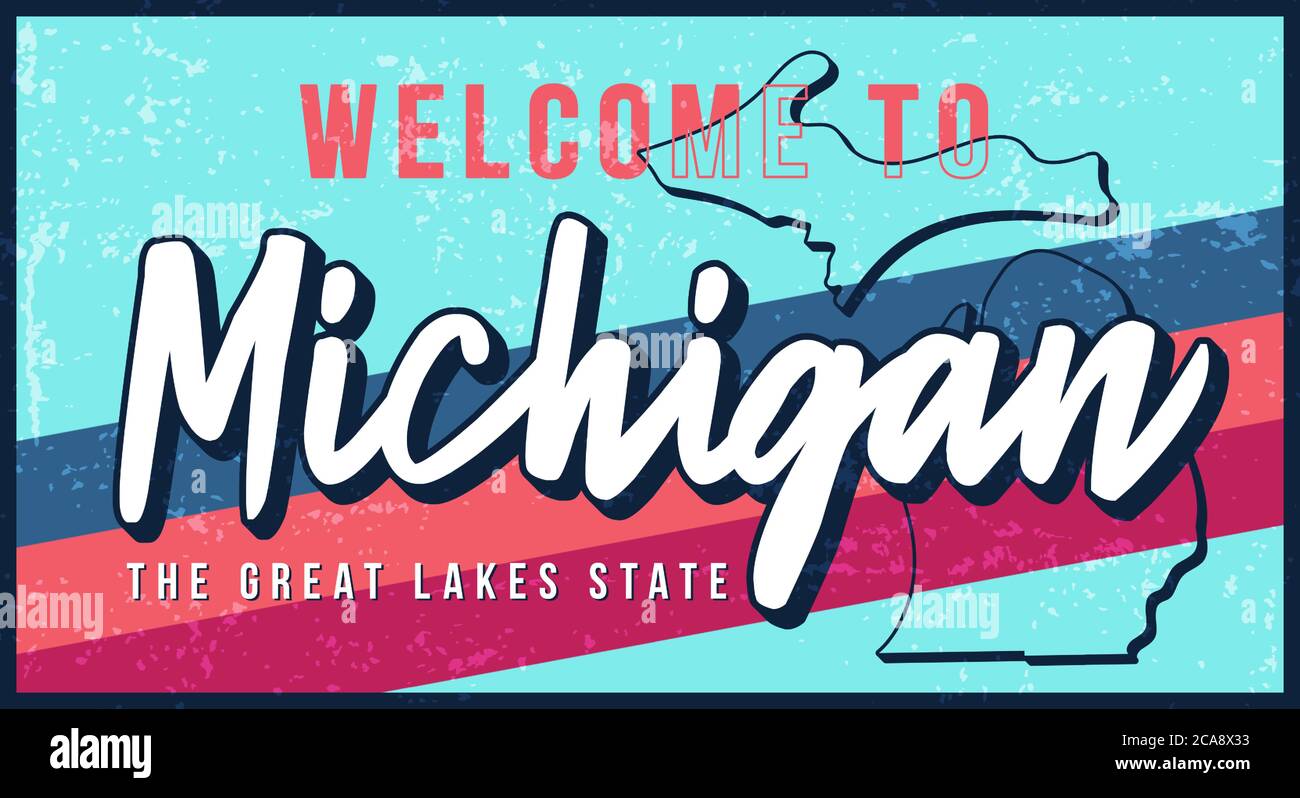 Welcome to Michigan vintage rusty metal sign vector illustration ...
