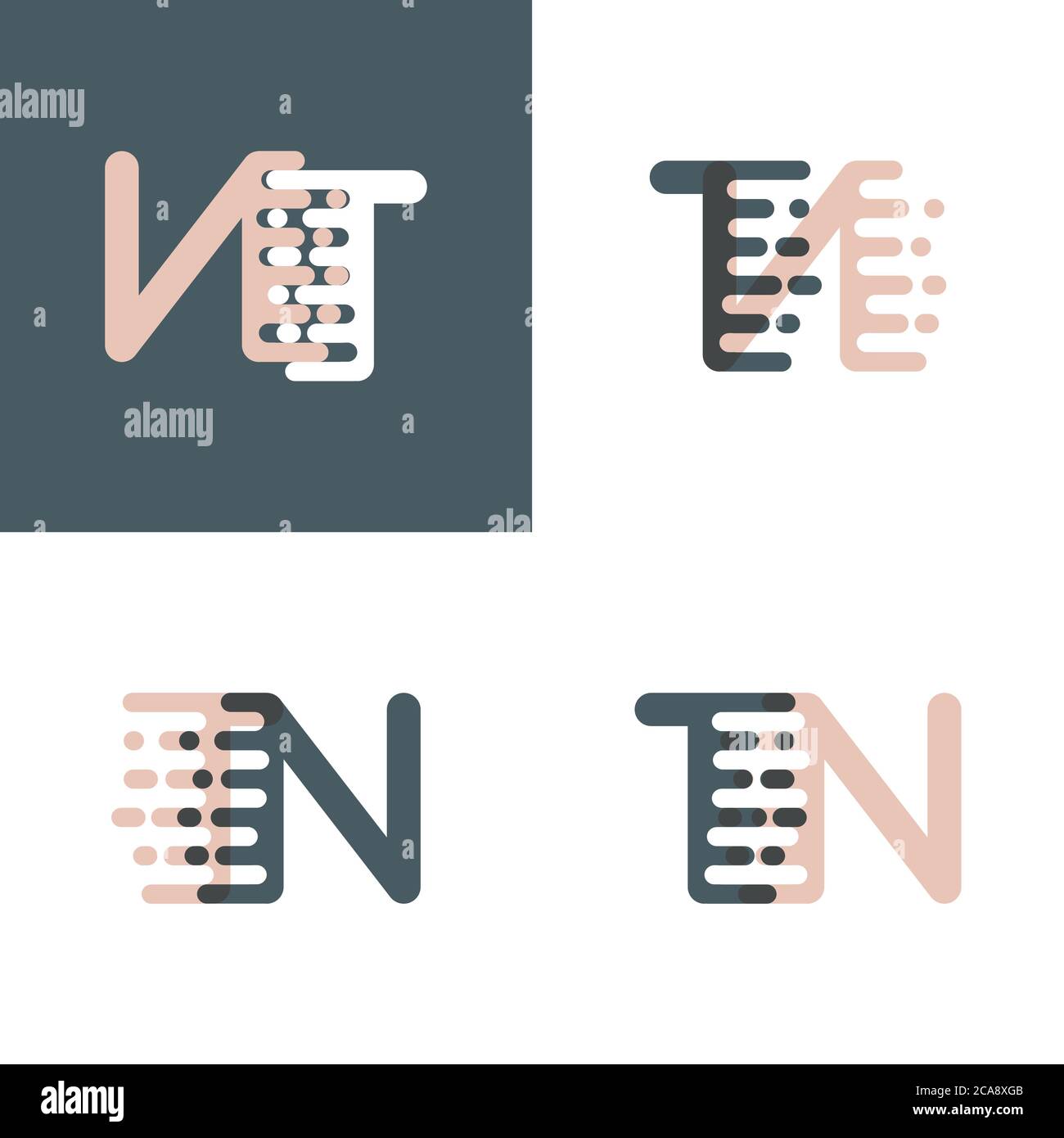 TN letters logo with accent speed pink and gray Stock Vector Image ...
