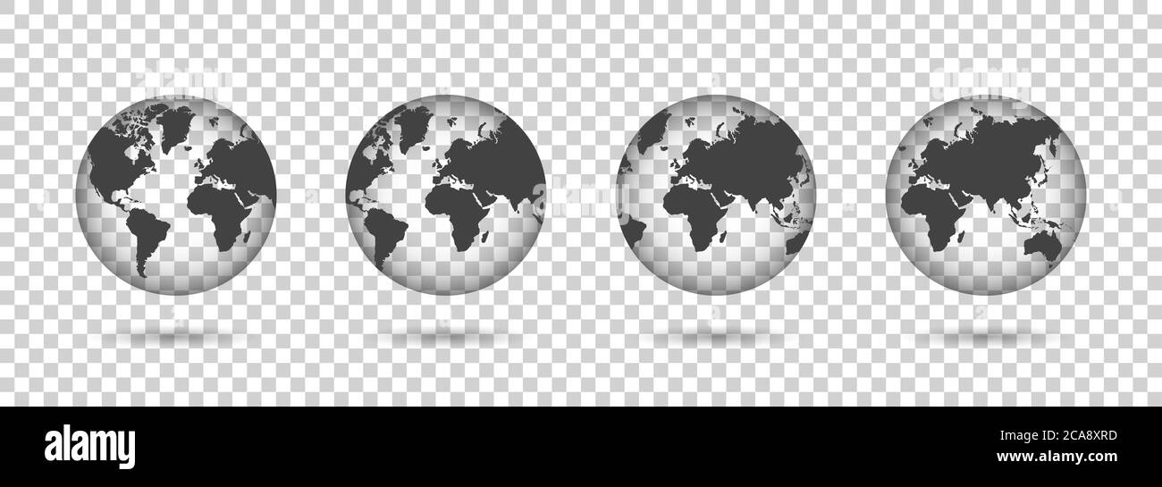 Set of transparent globes. Earth transparent style. 3d icon with set ... Set of transparent globes. Earth transparent style. 3d icon with set ...