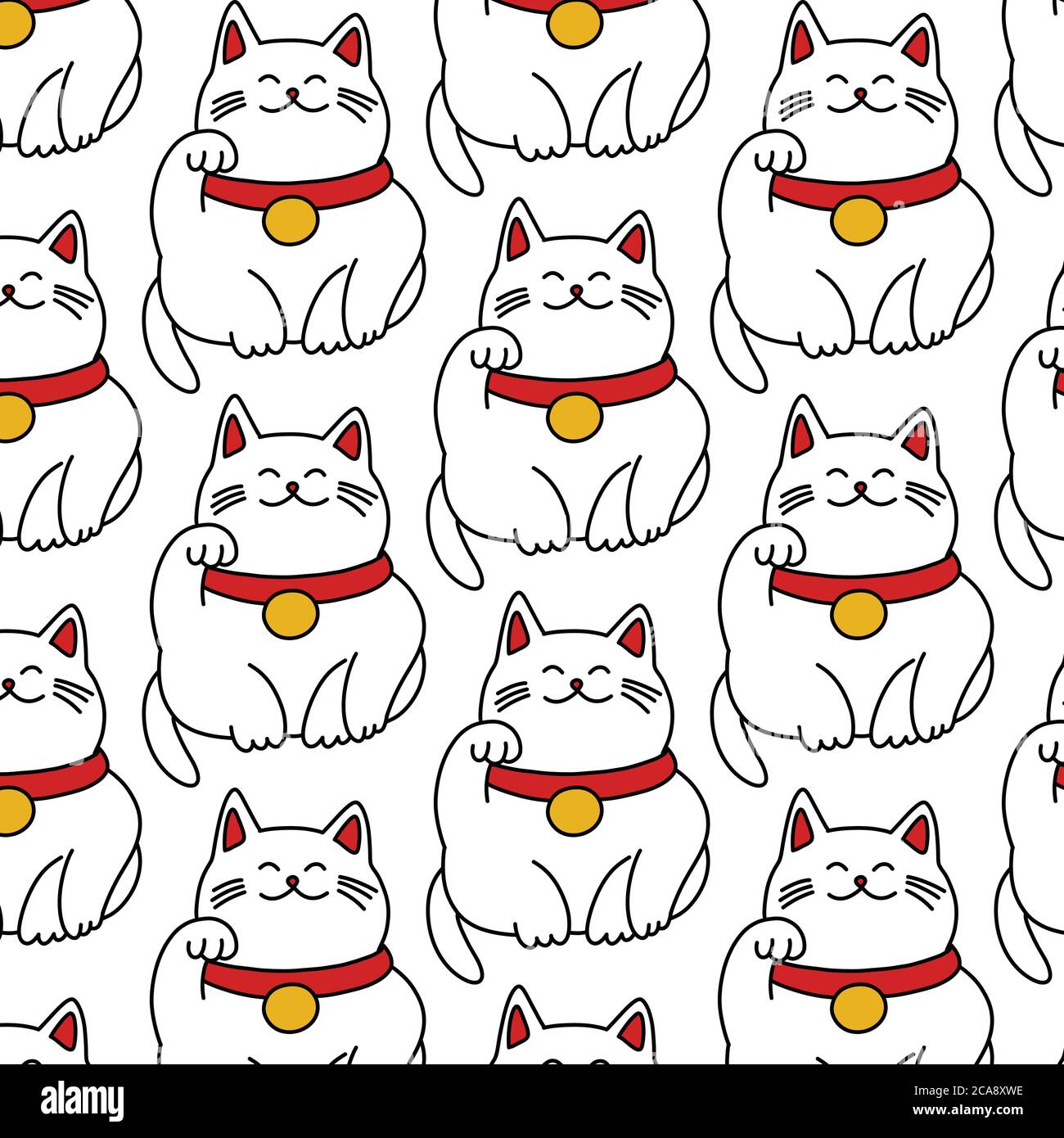 maneki neko seamless doodle pattern, vector illustration Stock Vector Image & Art - Alamy
