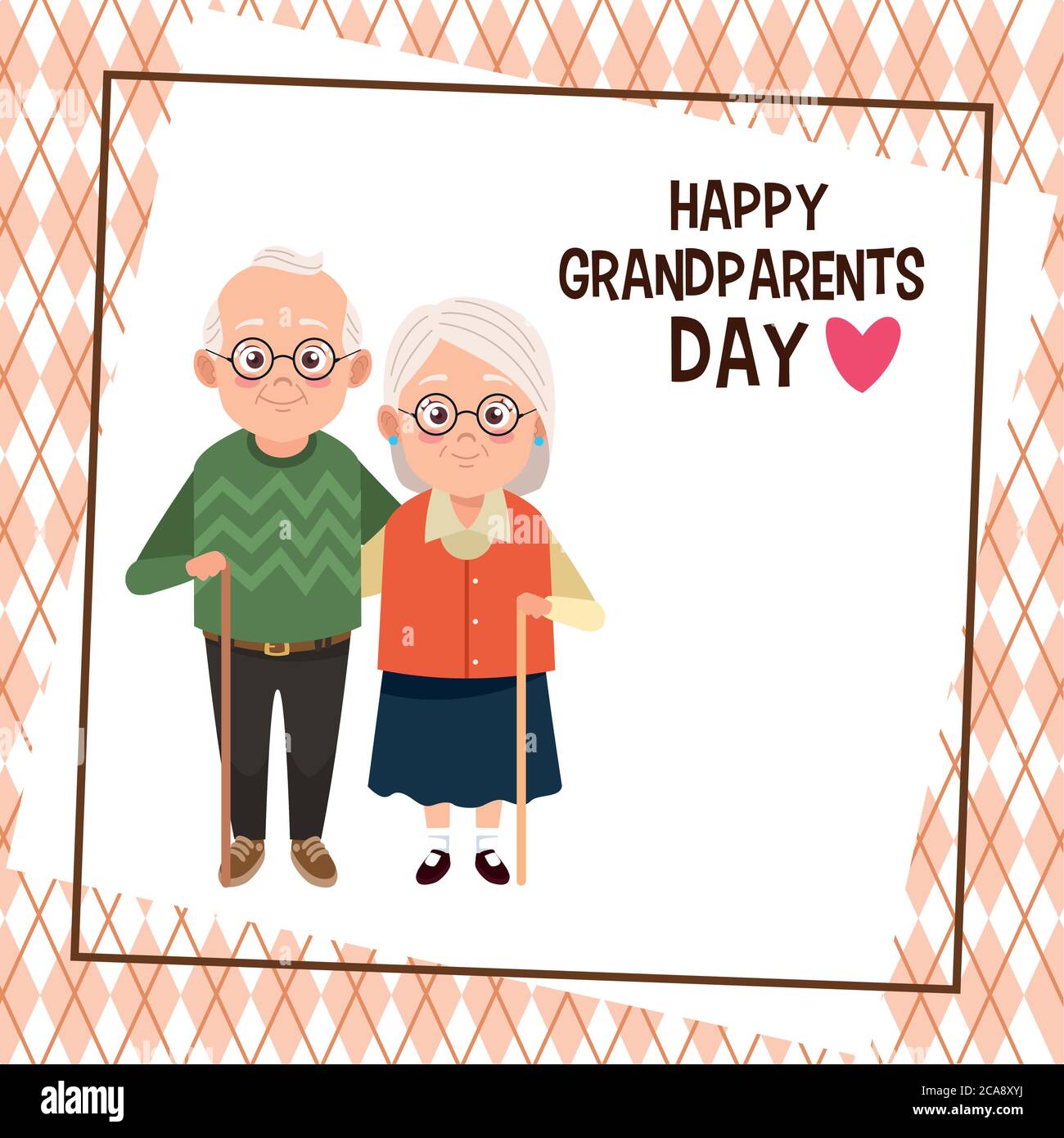 happy grandparents day card with old couple vector illustration design ...