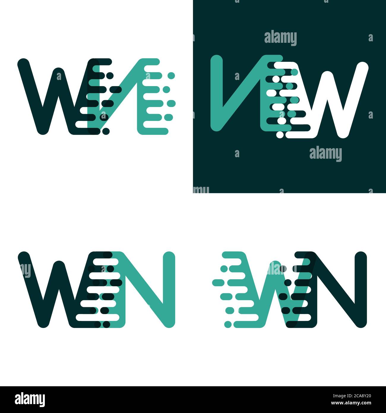 WN letters logo with accent speed green and dark green Stock Vector ...