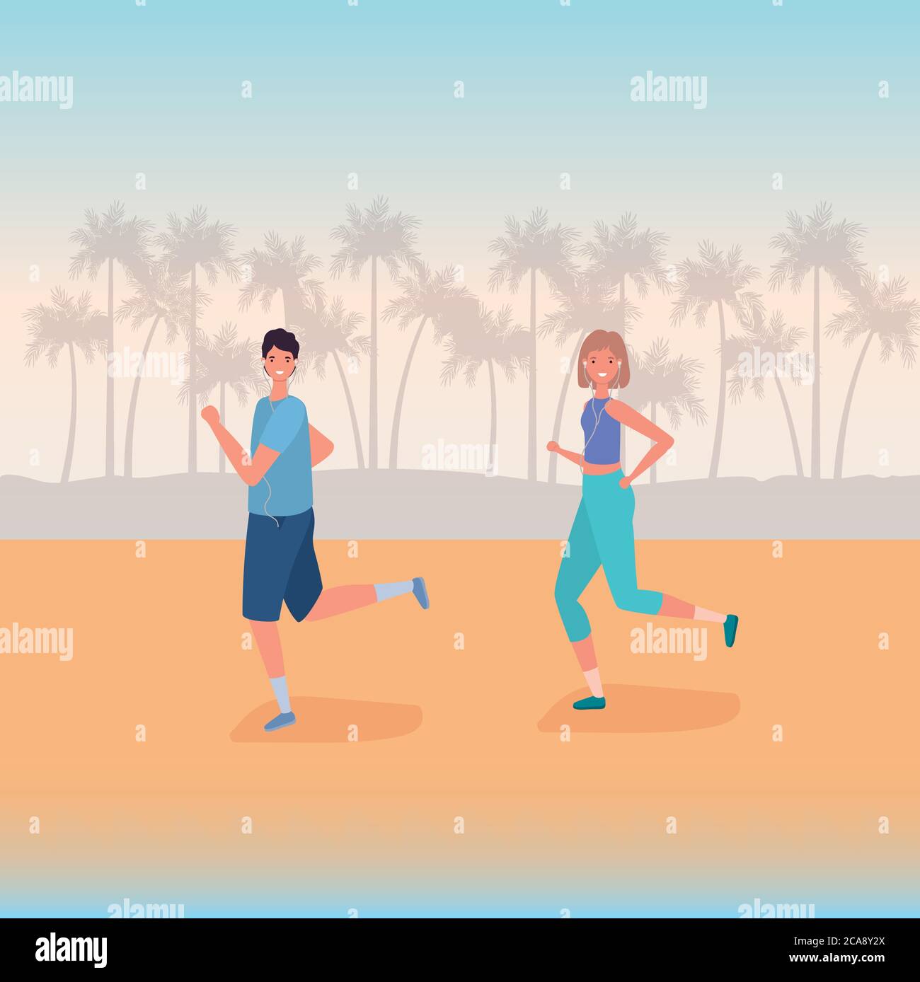 Running palm trees Stock Vector Images - Alamy