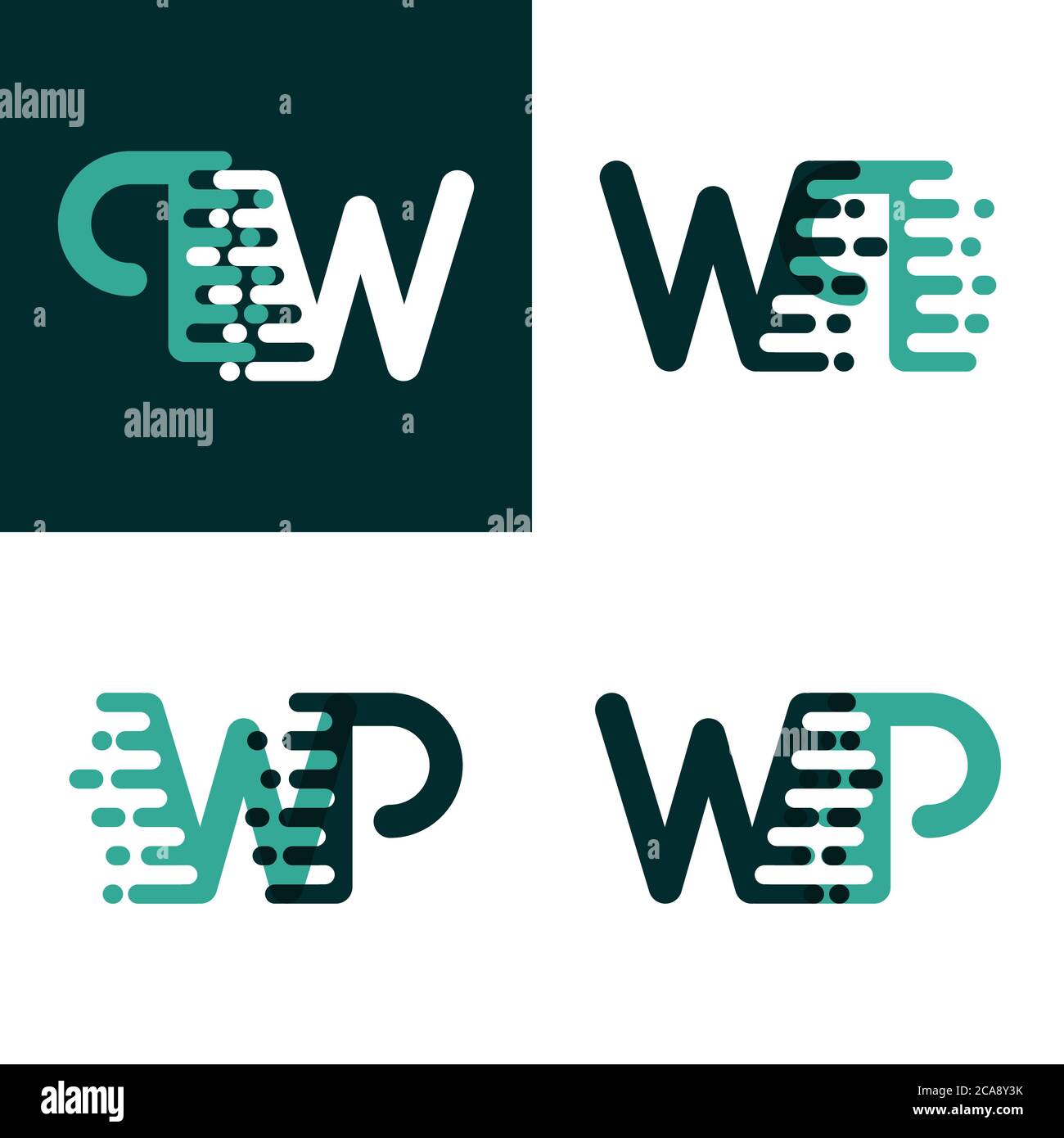 WP letters logo with accent speed green and dark green Stock Vector ...