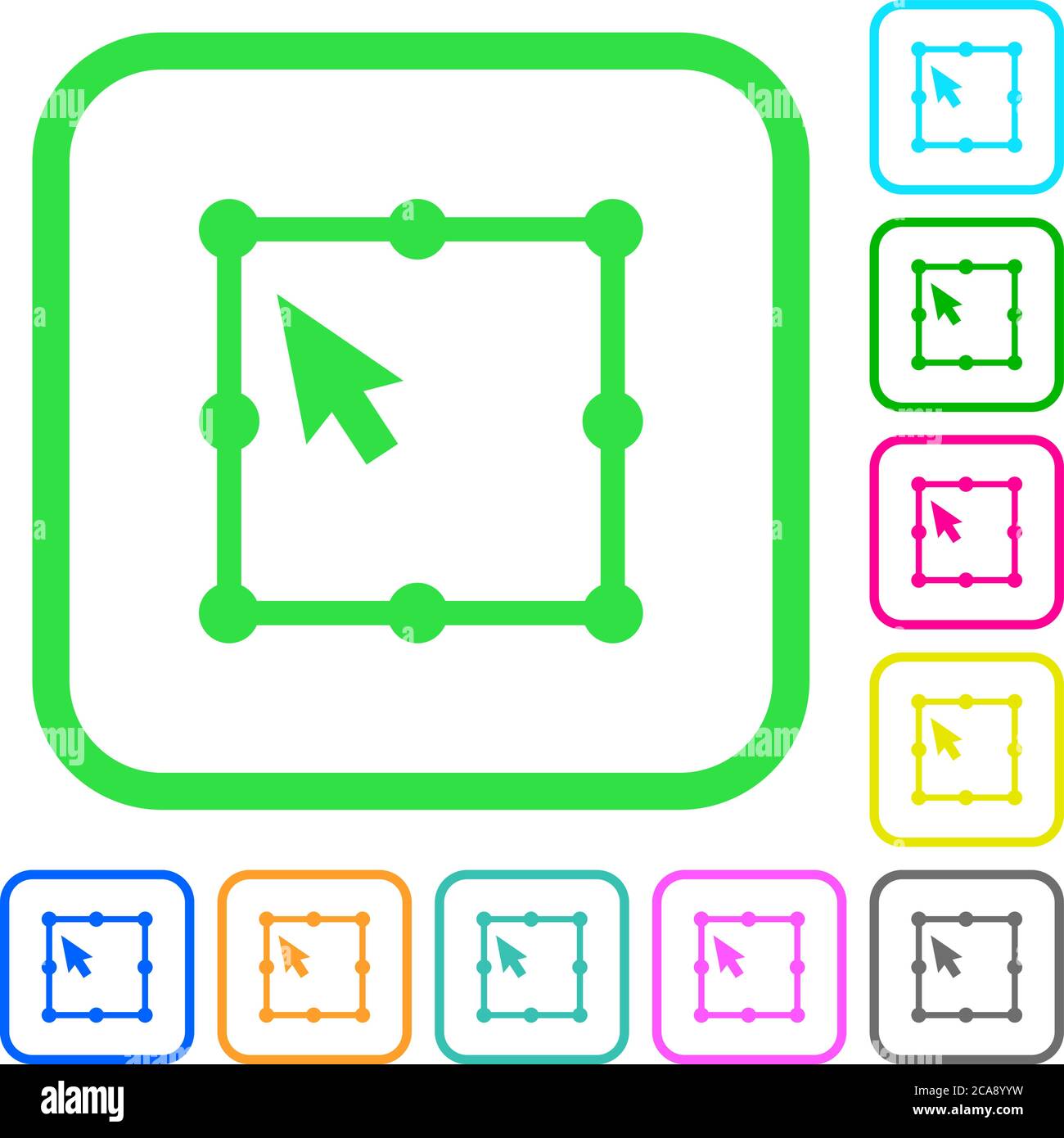 Free transform object vivid colored flat icons in curved borders on ...