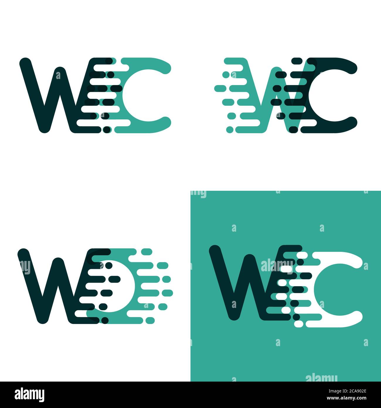 WC letters logo with accent speed green and dark green Stock Vector ...