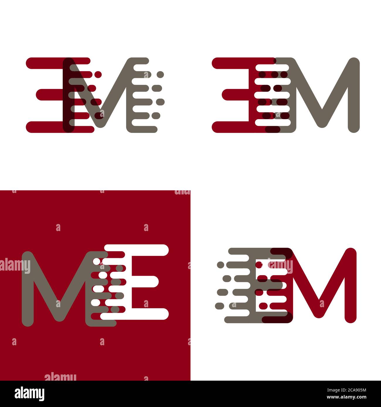 EM letters logo with accent speed in drak red and gray Stock Vector ...