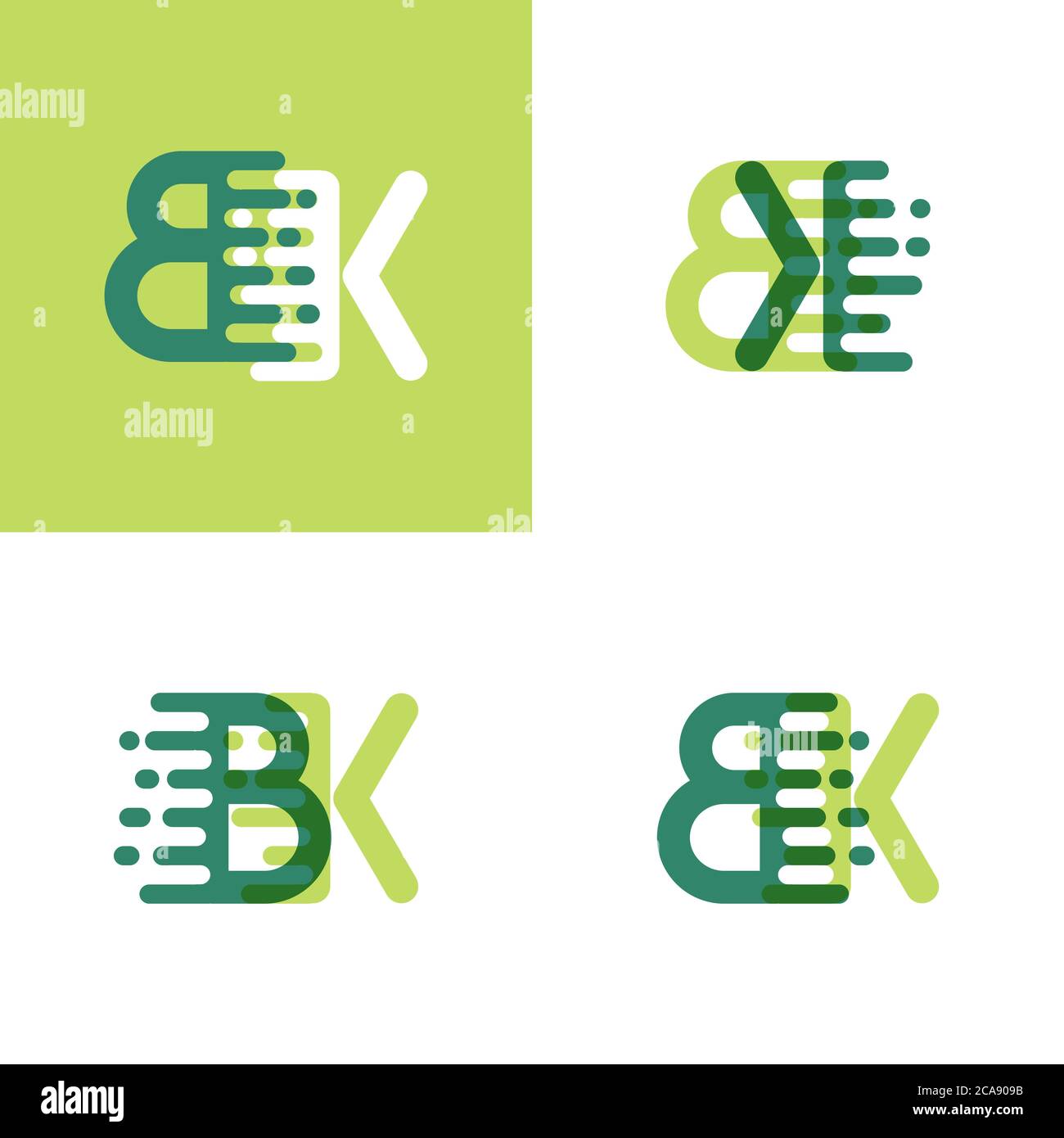 BK letters logo with accent speed in light green and dark green Stock ...