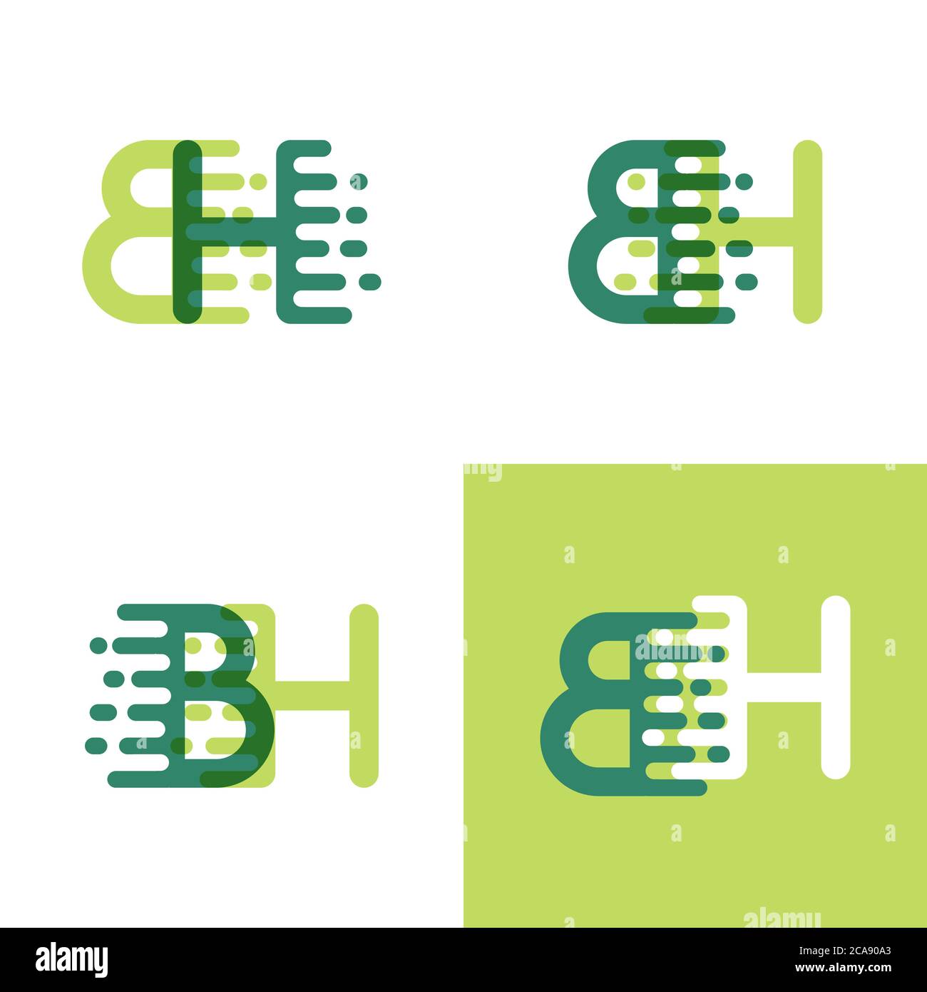 BH letters logo with accent speed in light green and dark green Stock ...