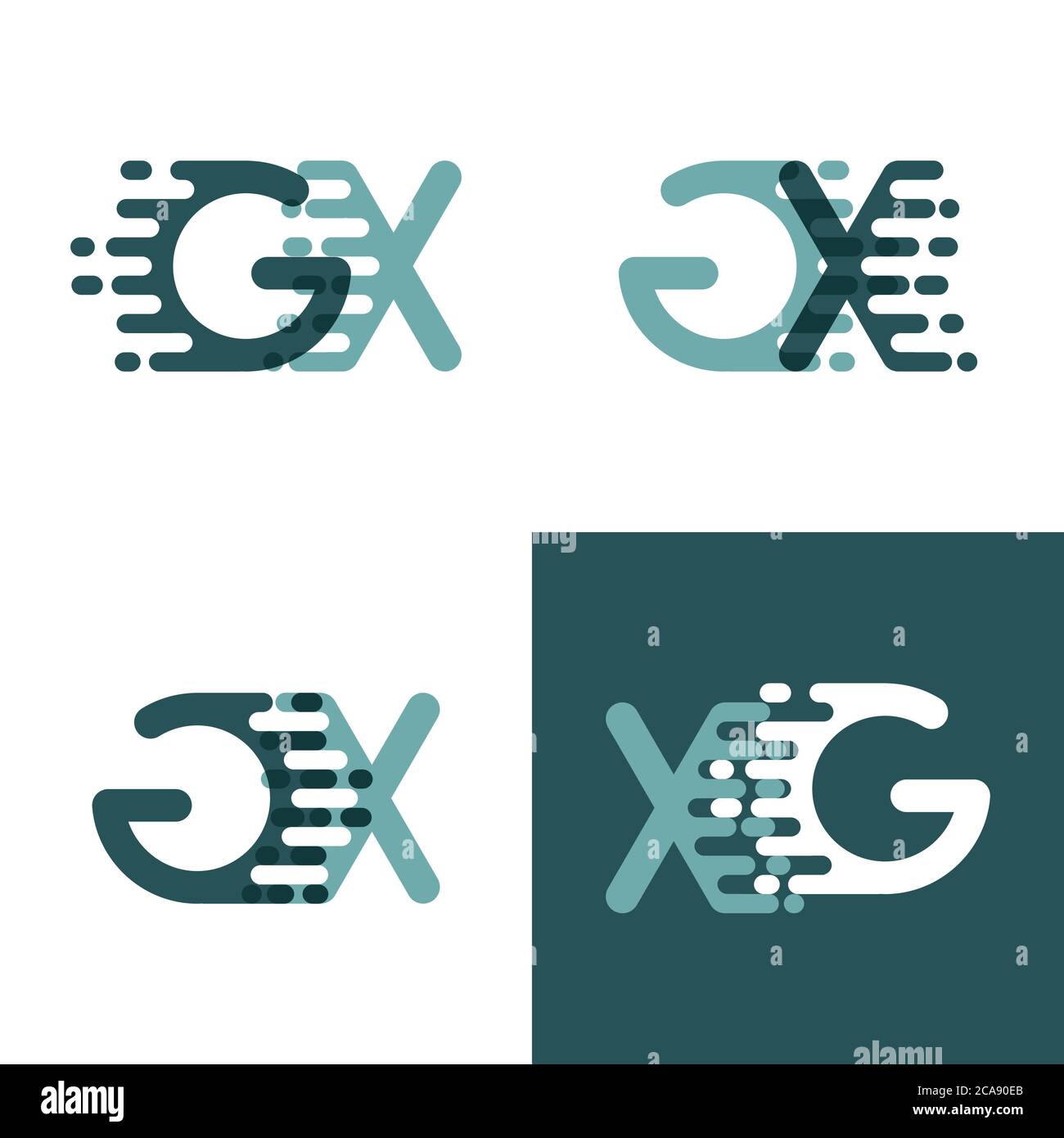 GX letters logo with accent speed in gray and dark green Stock Vector ...