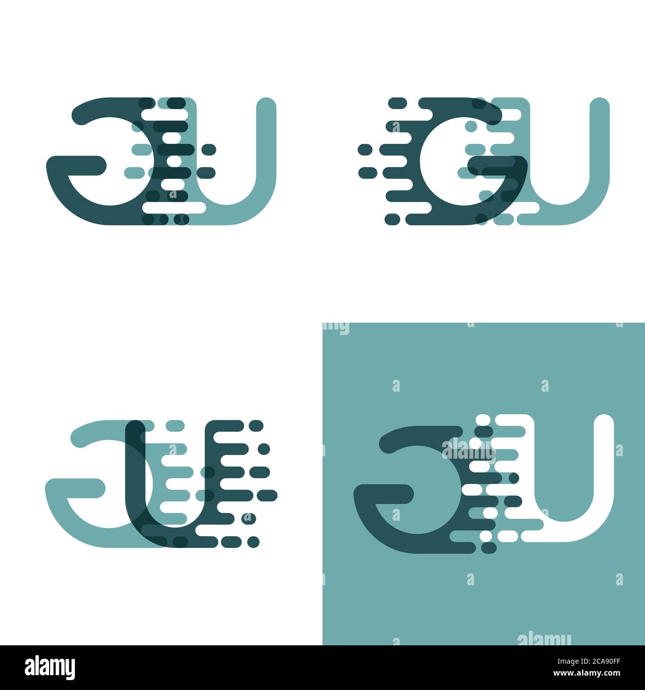 GU letters logo with accent speed in gray and dark green Stock Vector ...