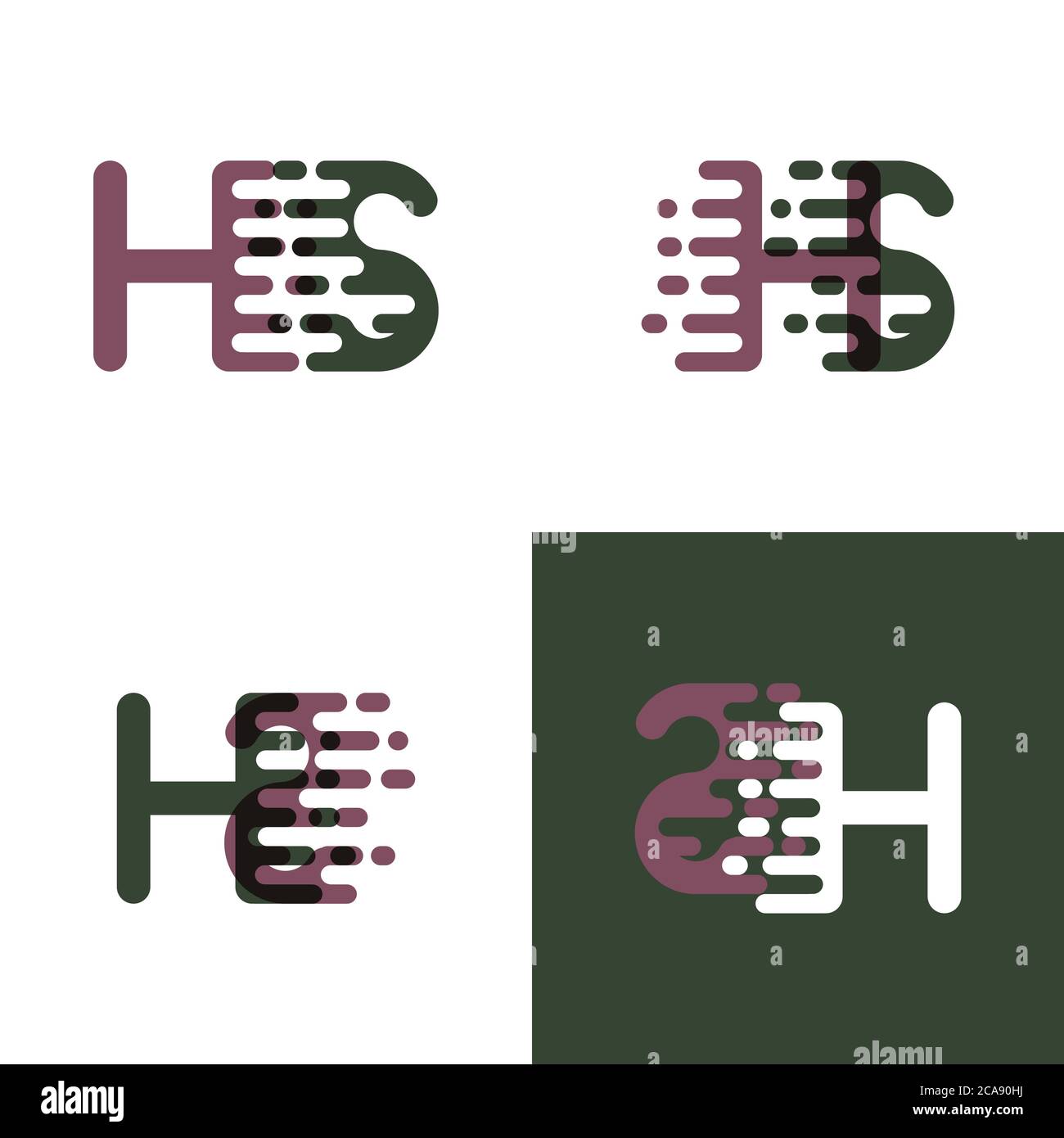 HS letters logo with accent speed in purple and dark green Stock Vector ...