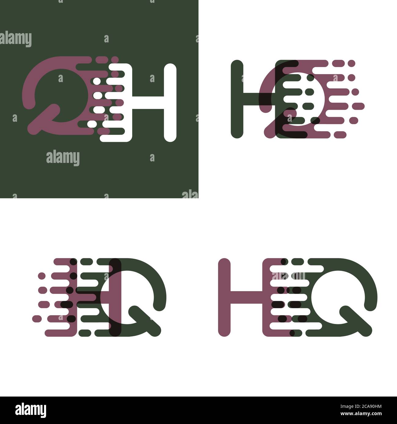 HQ letters logo with accent speed in purple and dark green Stock Vector ...