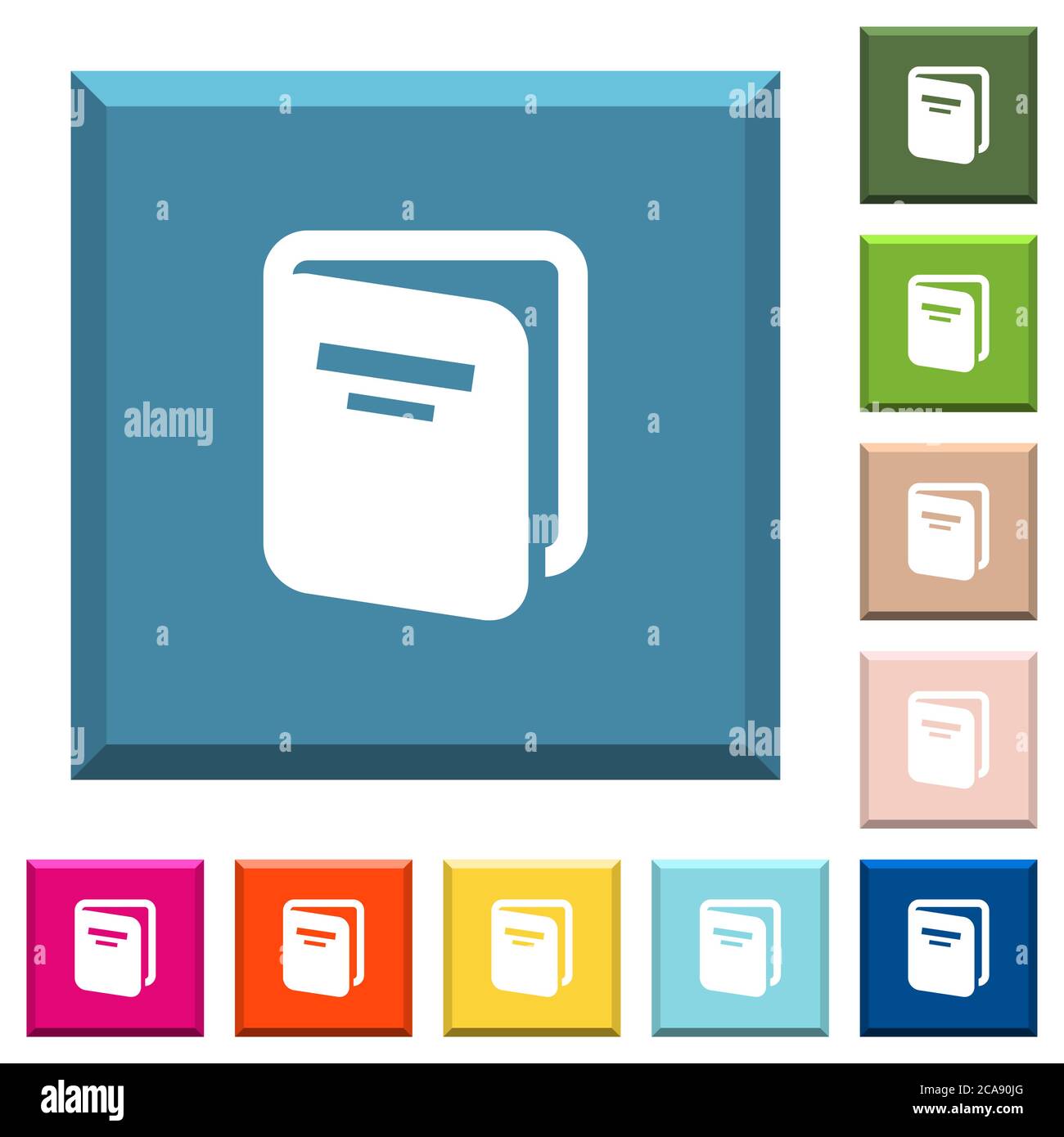 Album white icons on edged square buttons in various trendy colors ...