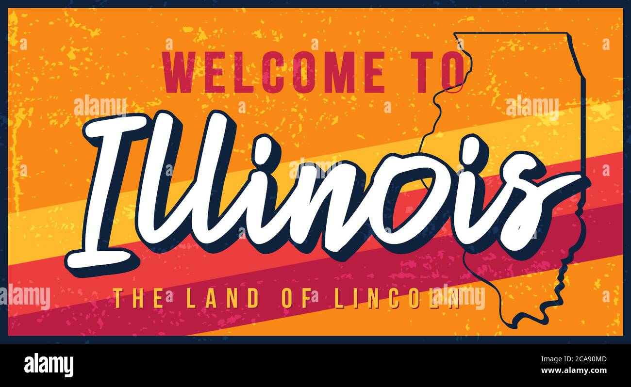 Welcome to Illinois vintage rusty metal sign vector illustration ...